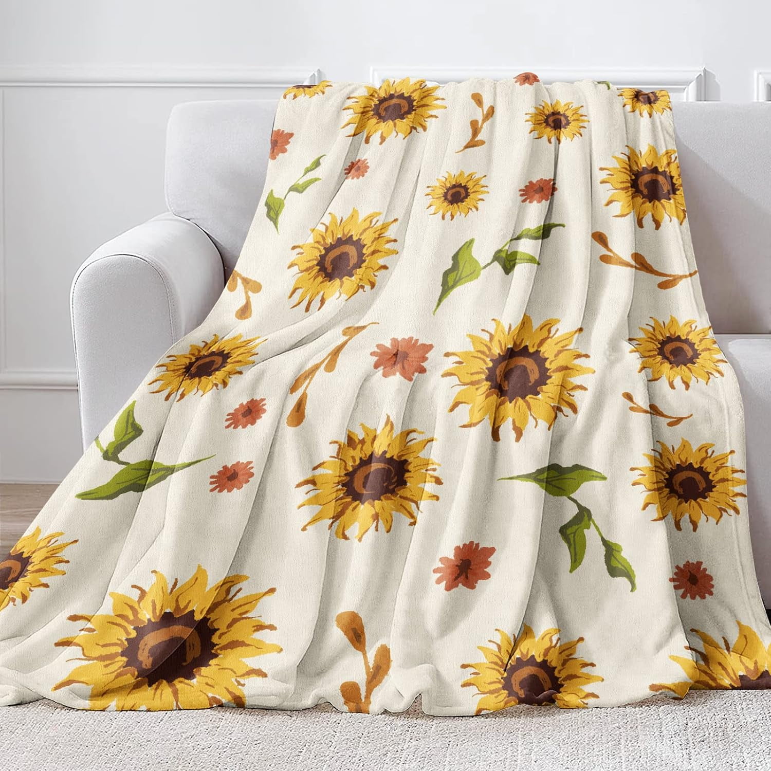 Sunflower Throw Blanket,Soft Lightweight Sunflower Flannel Fleece ...