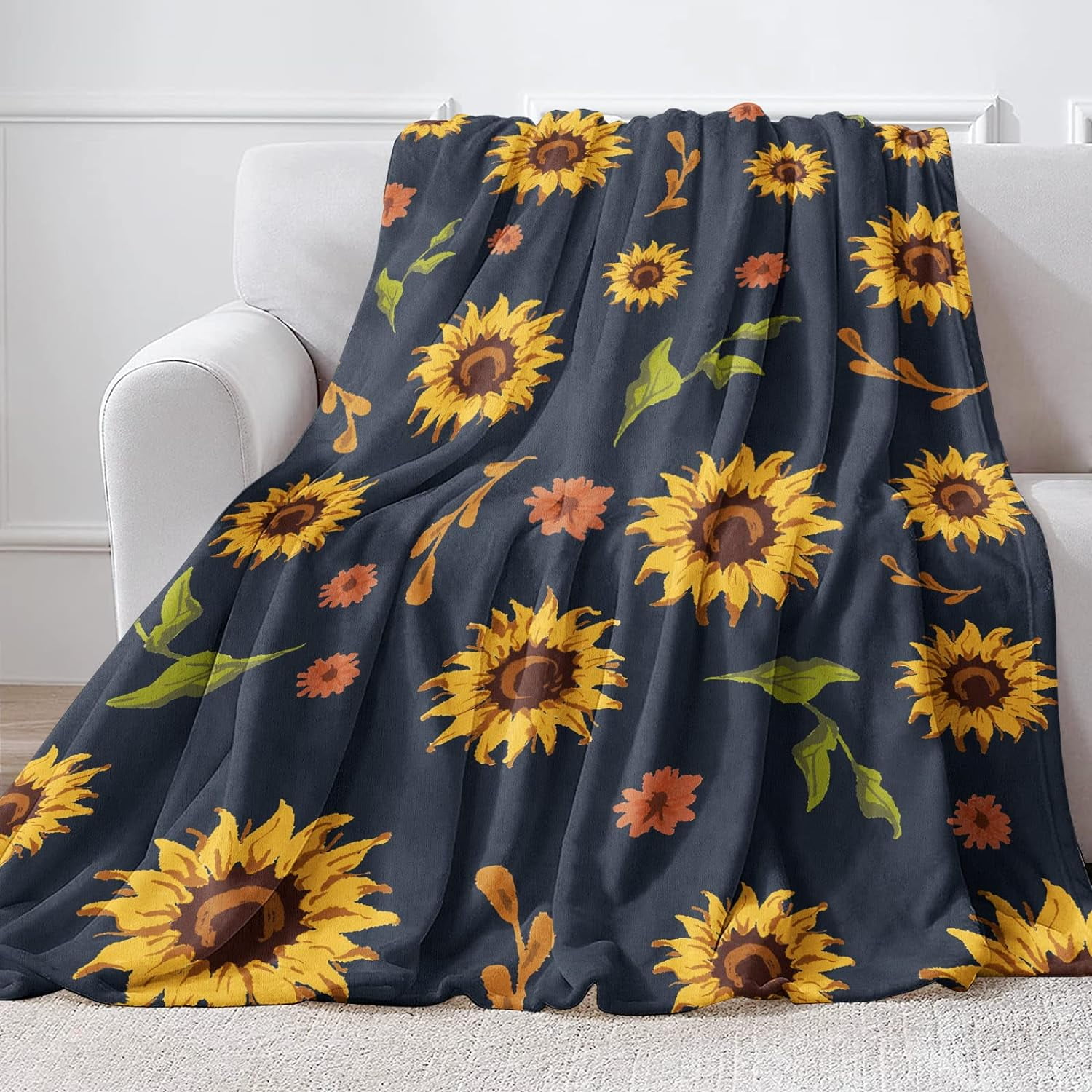 Sunflower Throw Blanket,Soft Lightweight Sunflower Flannel Fleece ...
