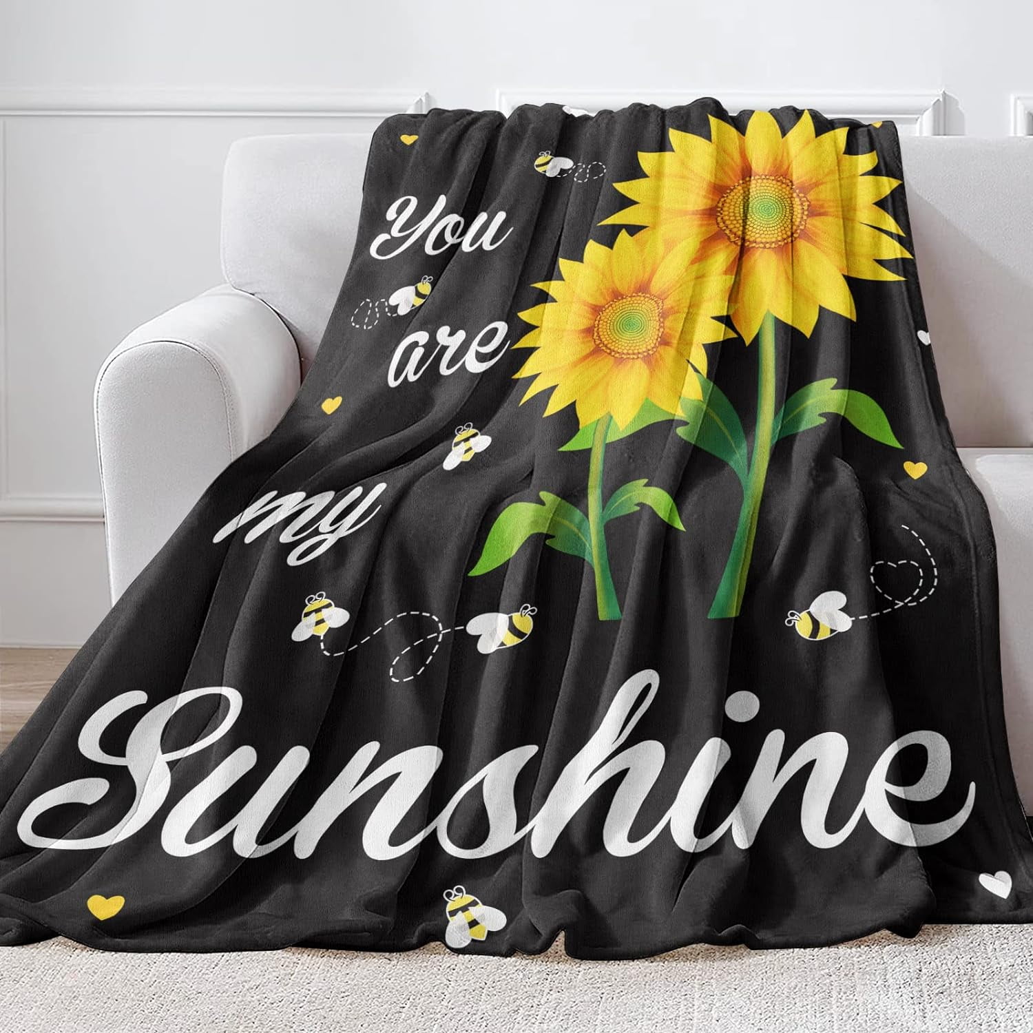 Sunflower Throw Blanket,Soft Warm Sunflower Flannel Fleece Sunflower ...