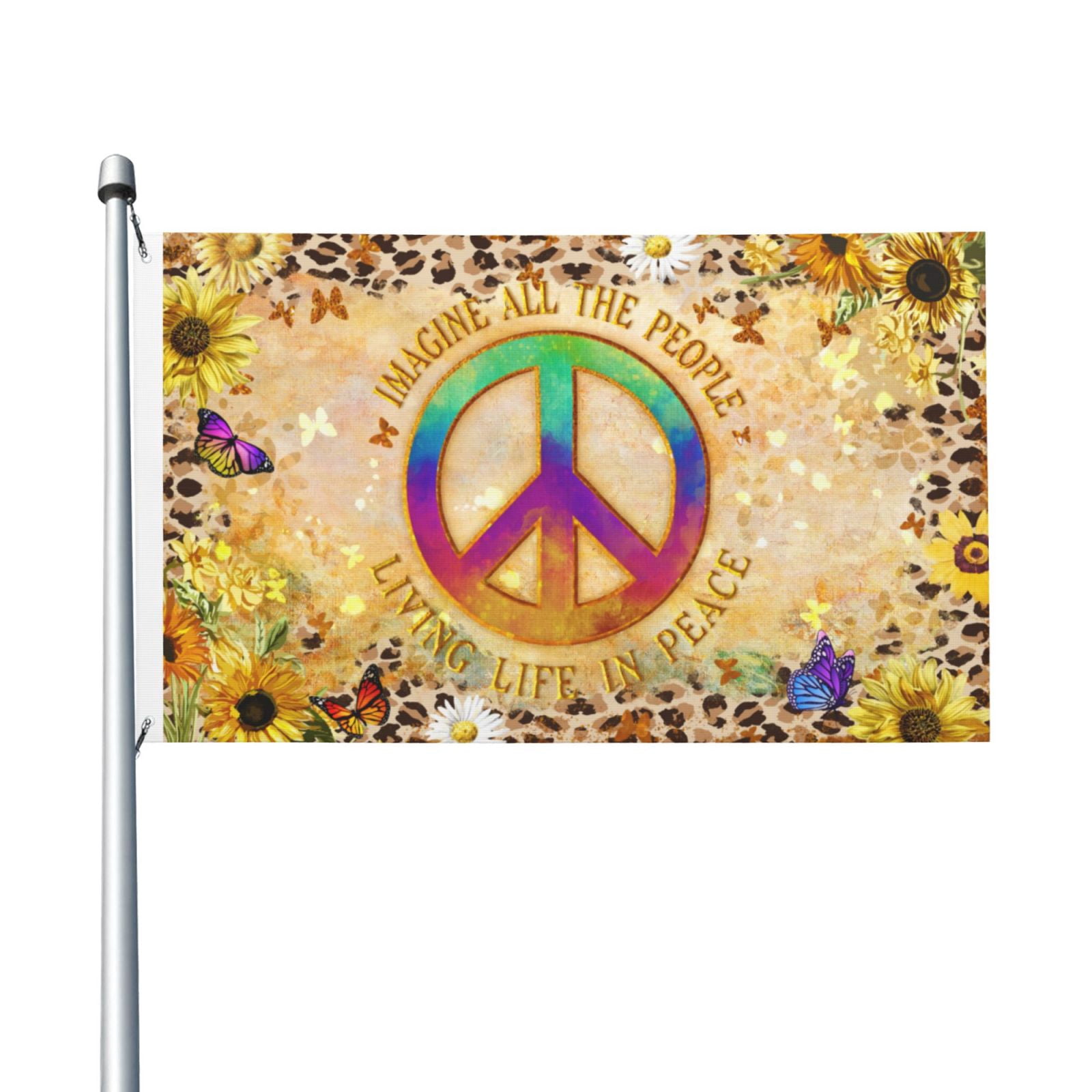 Sunflower Tie Dye Peace Flag 3x5 Ft - Inspirational Outdoor Decoration ...