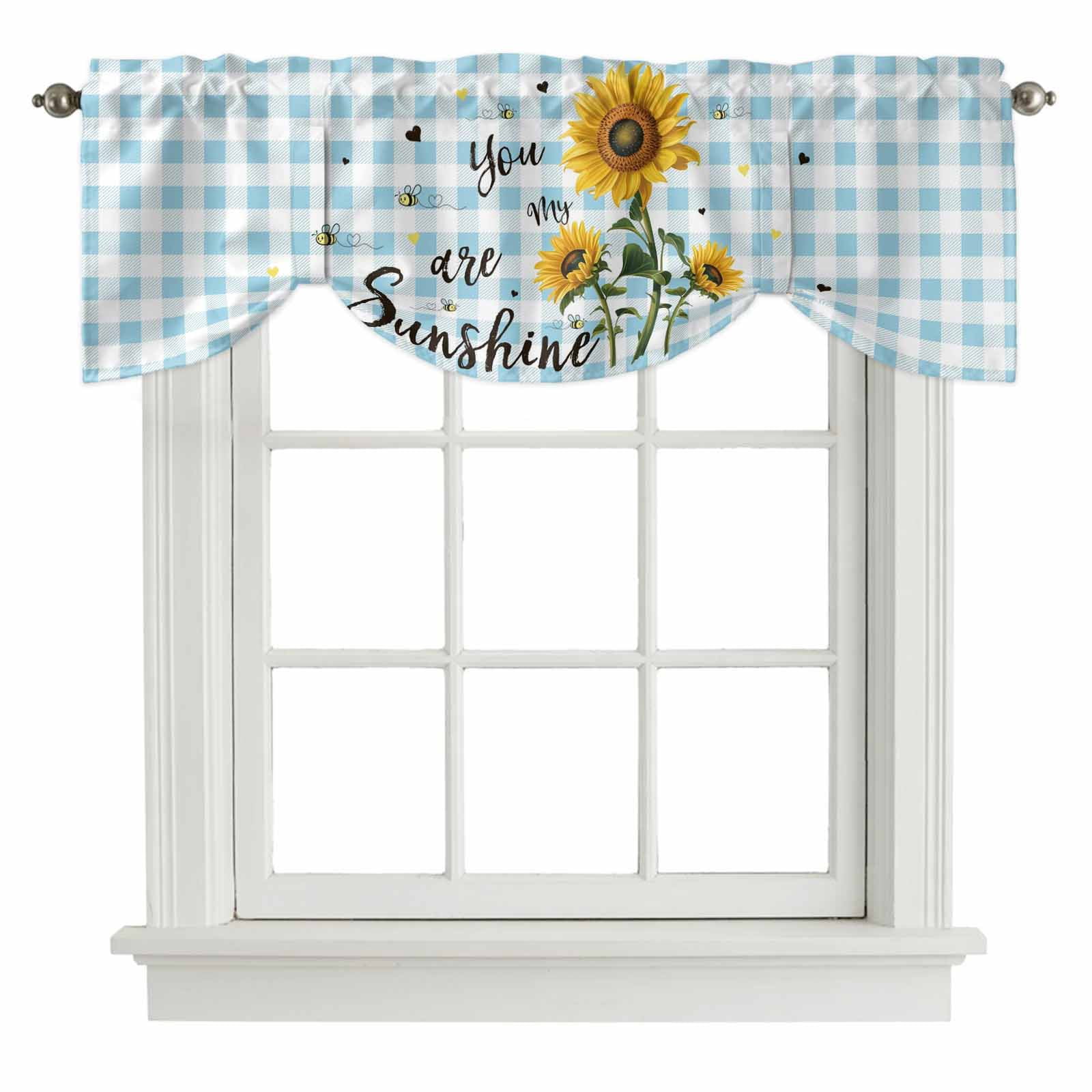 Sunflower Tie Up Valance Curtains for Windows, Kitchen Curtains Window ...