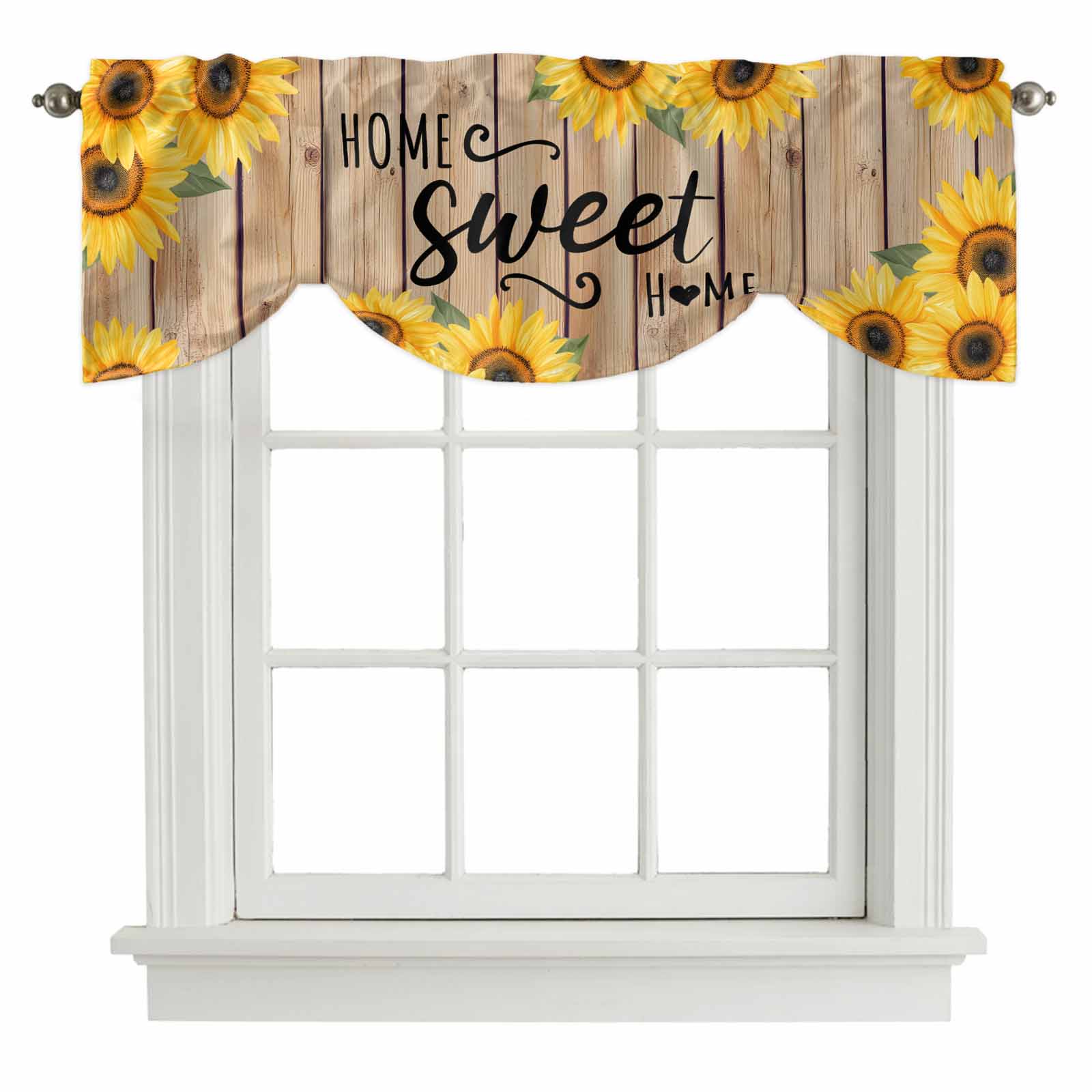 Sunflower Tie Up Valance Curtains for Windows, Kitchen Curtains Window ...