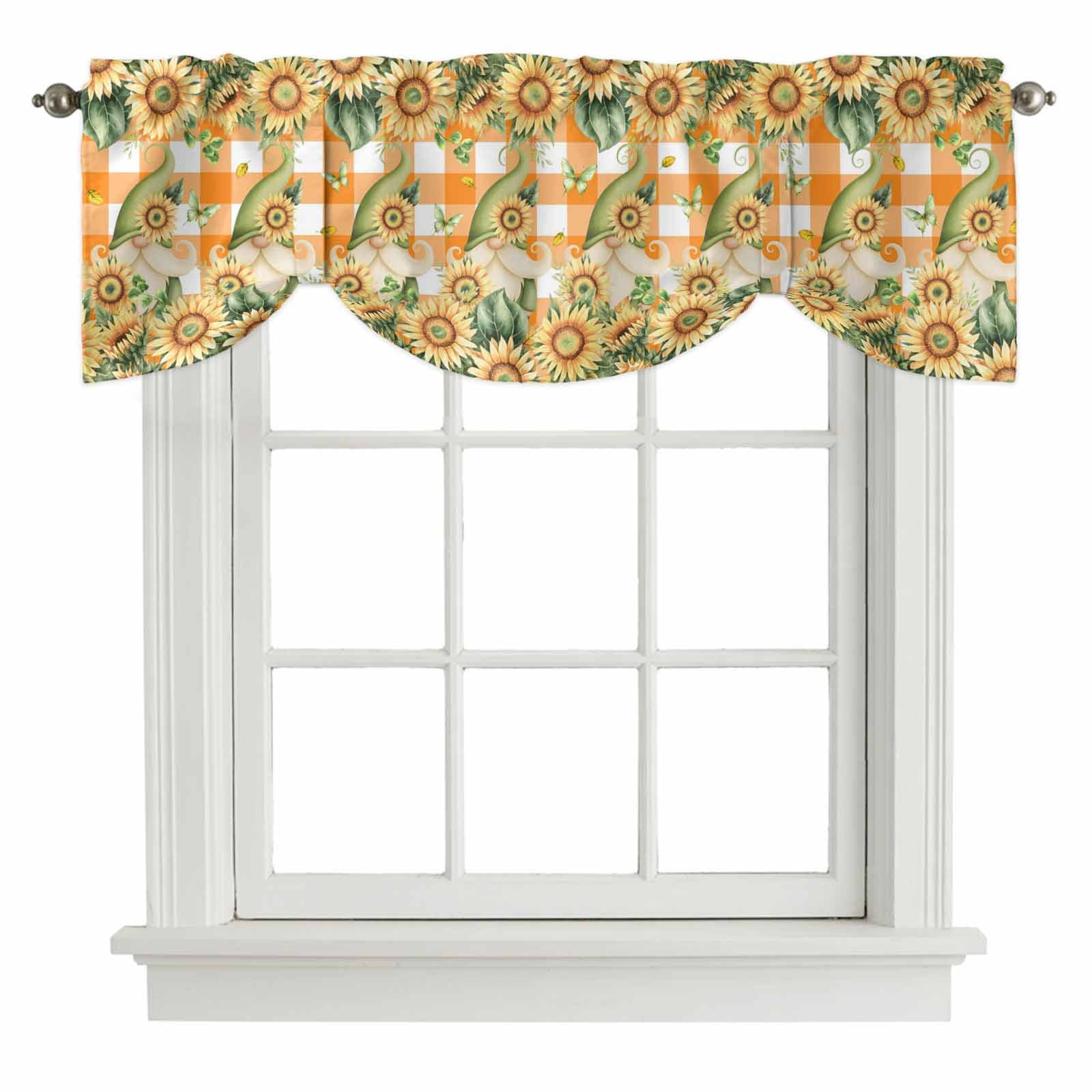 Sunflower Tie Up Valance Curtains for Windows, Kitchen Curtains Window ...