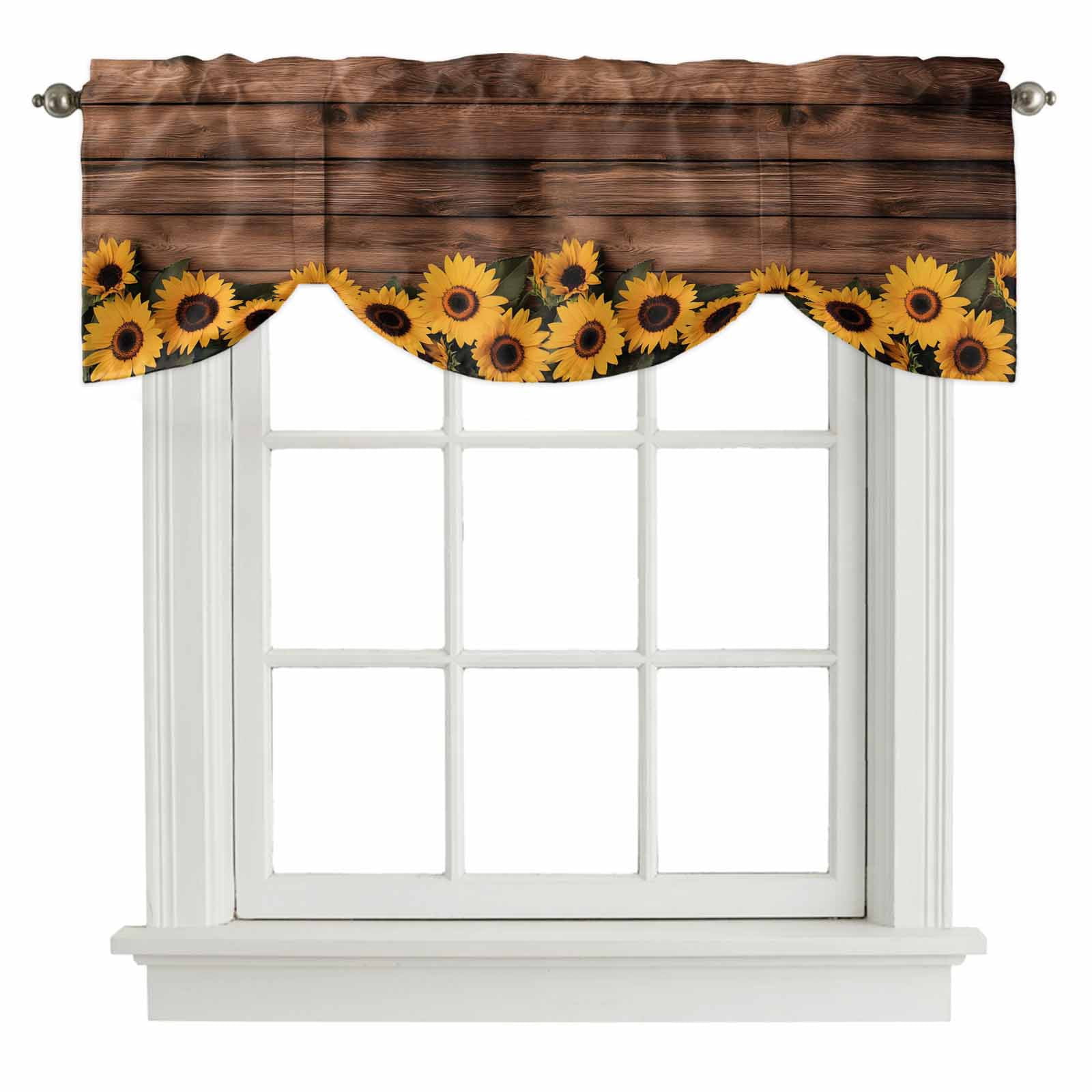 Sunflower Tie Up Valance Curtains for Windows, Kitchen Curtains Window ...