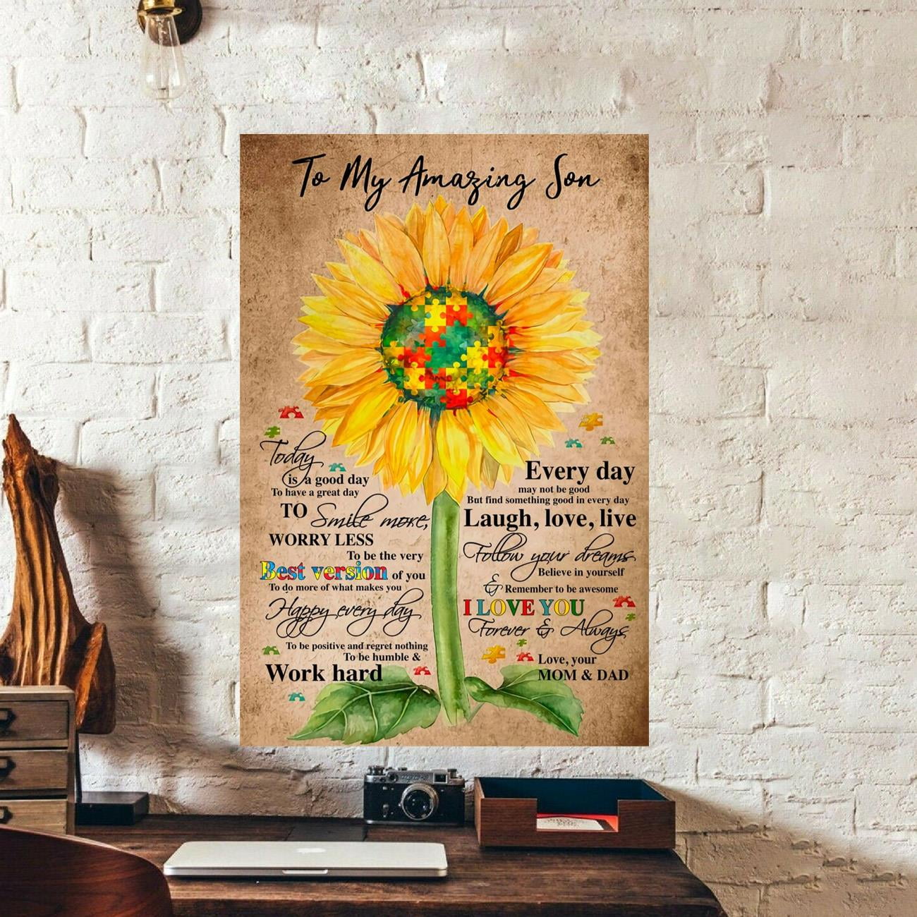 Sunflower To My Amazing Son Autism Poster Sunflower Poster Gift for ...
