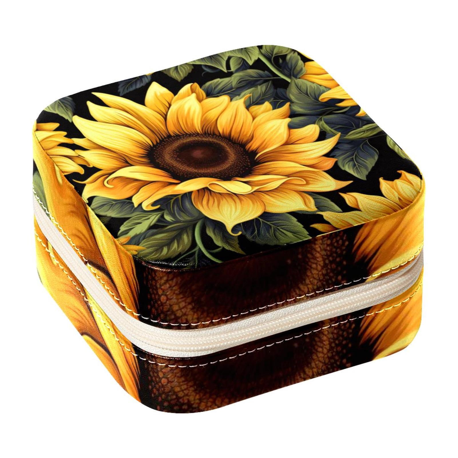 Sunflower Travel Portable Square Jewelry Box: Storage Box, Decorative ...