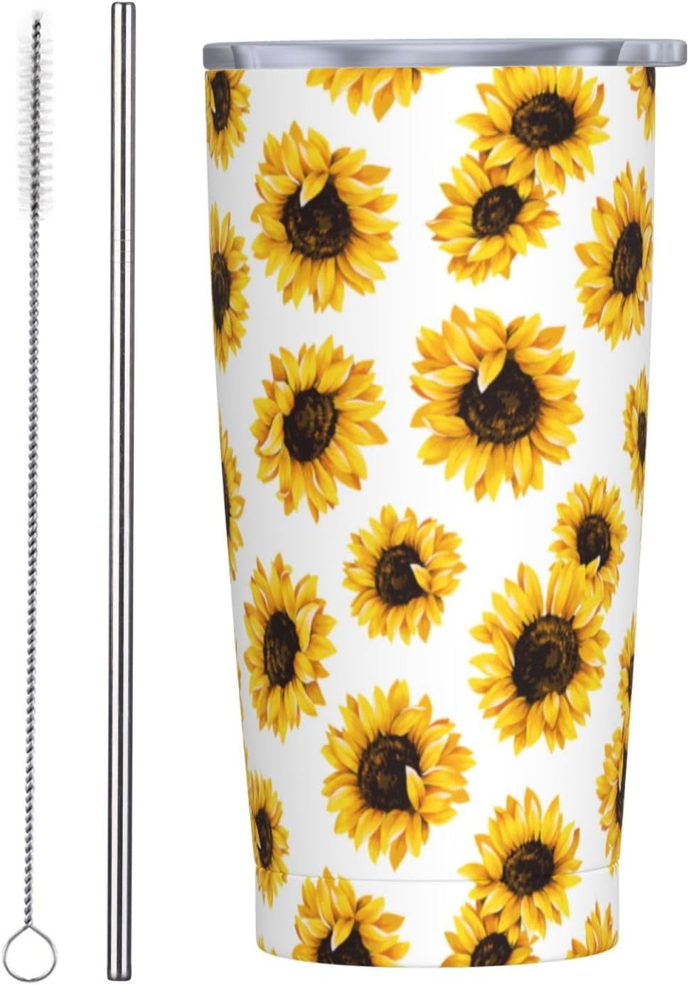 Sunflower Tumbler 20oz Floral Stainless Steel Insulated Tumblers with ...