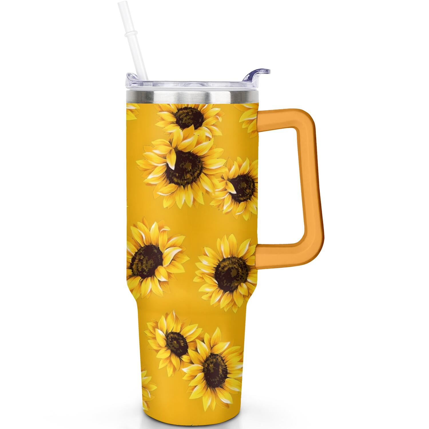 Sunflower Tumblers 40oz: Lids Straws Included Vacuum Insulated ...