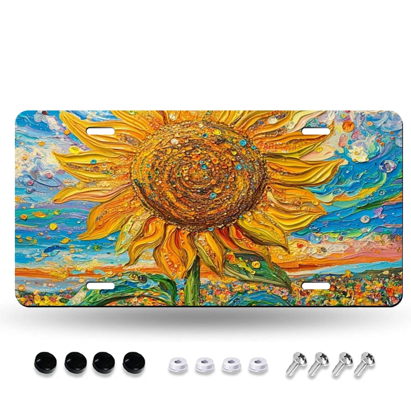 Sunflower Under Star - Dotted Sky License Plate Frame, Decorative ...