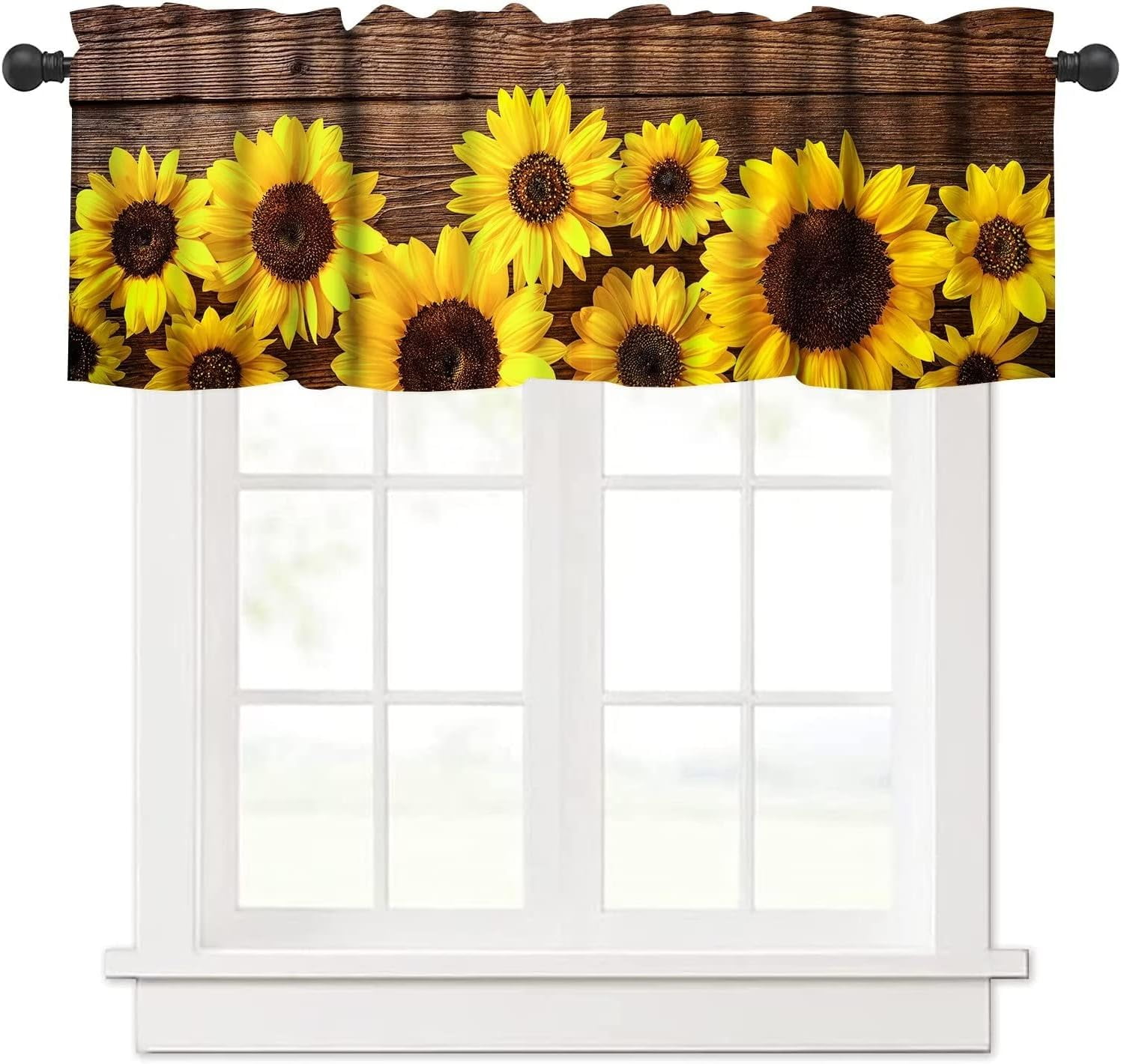 Sunflower Valance Window Treatment Decor Curtains Rod Pocket Valances ...