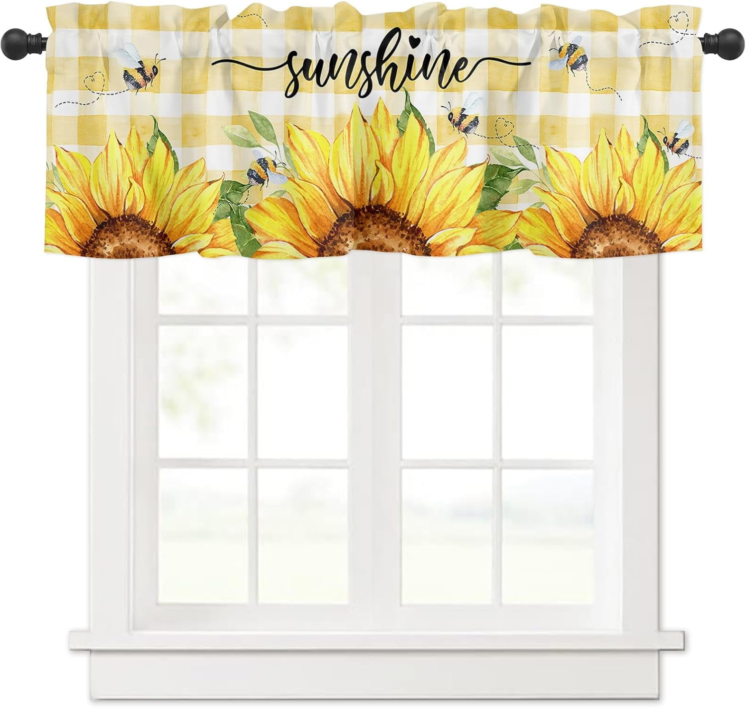 Sunflower Valances Window Treatment Farmhouse Decor, Spring Floral ...