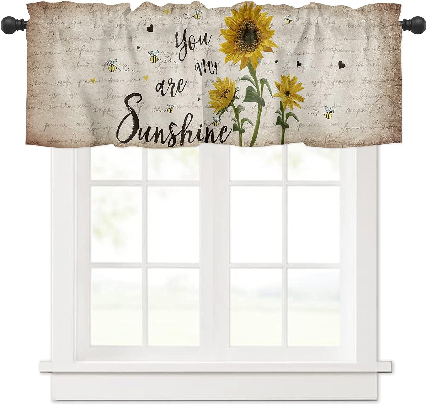 Sunflower Valances for Windows Sunflower Bee Rustic Letter Background ...