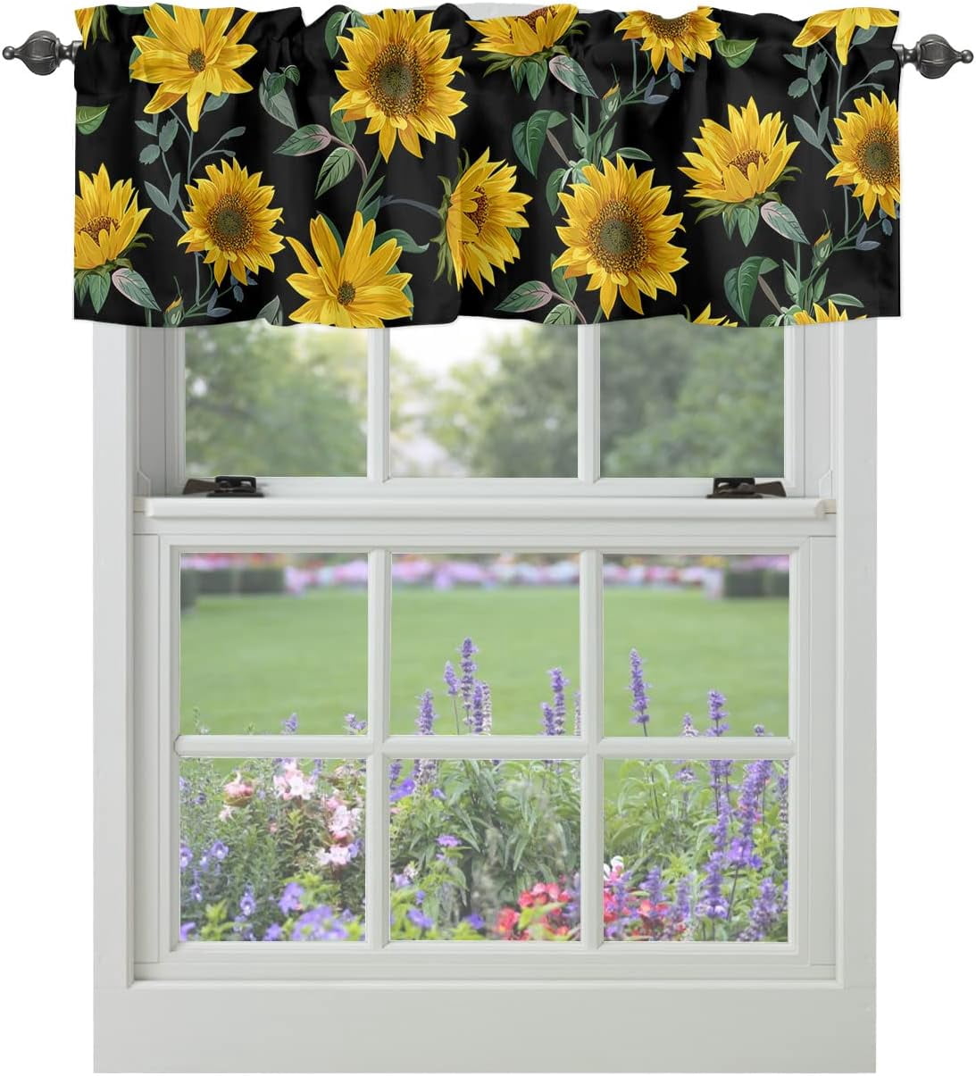 Sunflower Valances Windows Curtain Vintage Yellow Sunflowers Kitchen ...