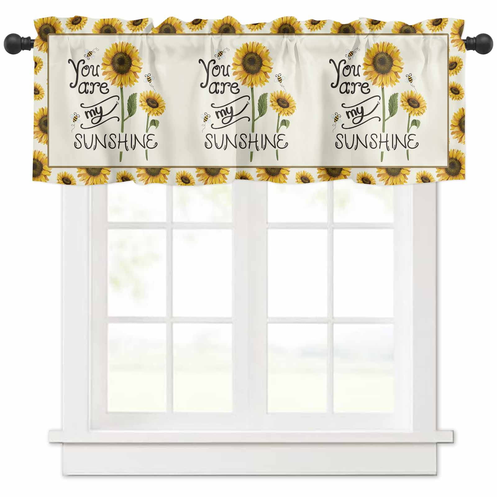 Sunflower Valances for Windows Farmhouse Kitchen Curtains Valances Rod ...