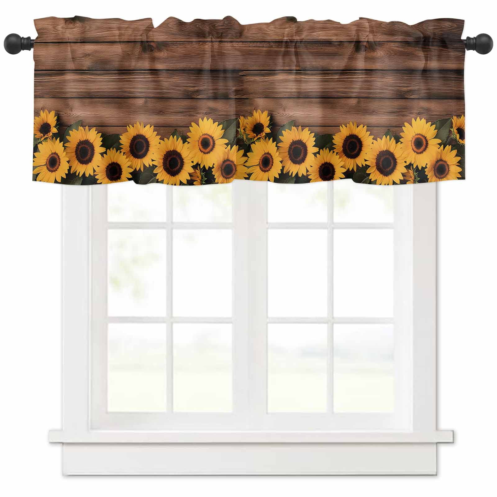 Sunflower Valances for Windows Farmhouse Kitchen Curtains Valances Rod ...