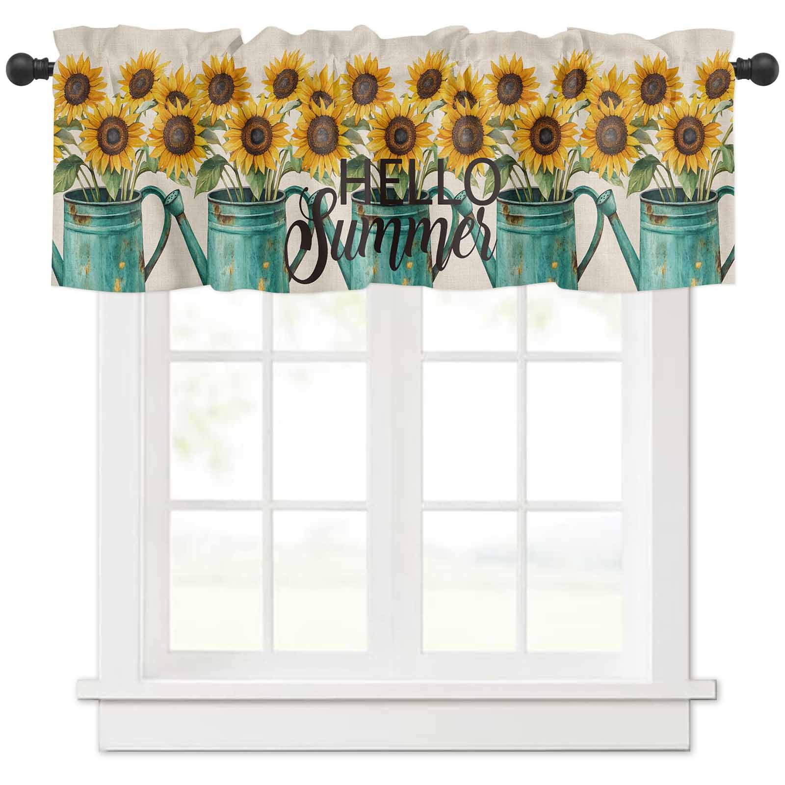 Sunflower Valances for Windows Farmhouse Kitchen Curtains Valances Rod ...