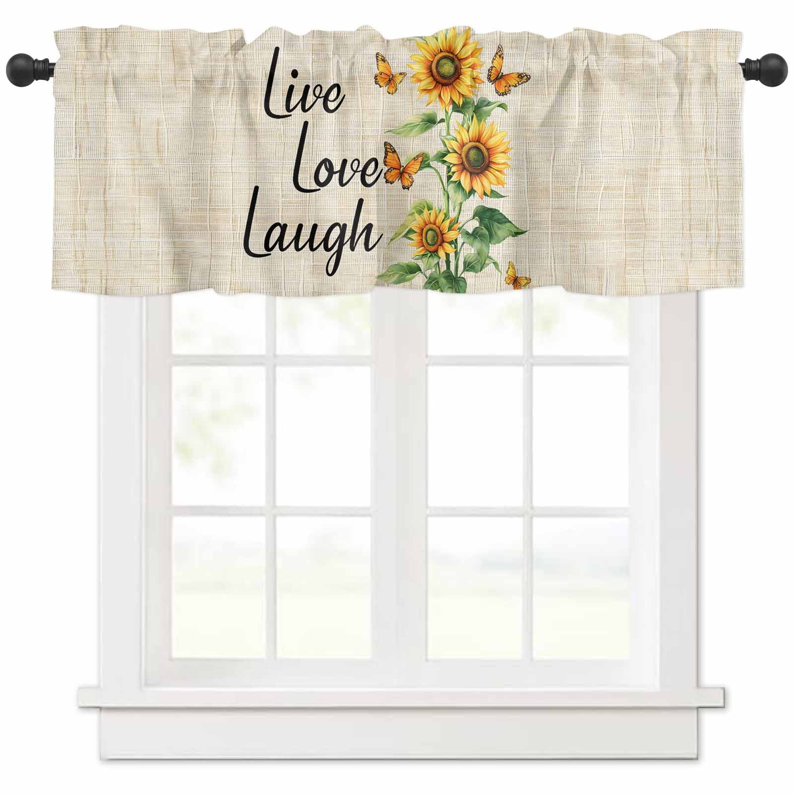 Sunflower Valances for Windows Farmhouse Kitchen Curtains Valances Rod ...