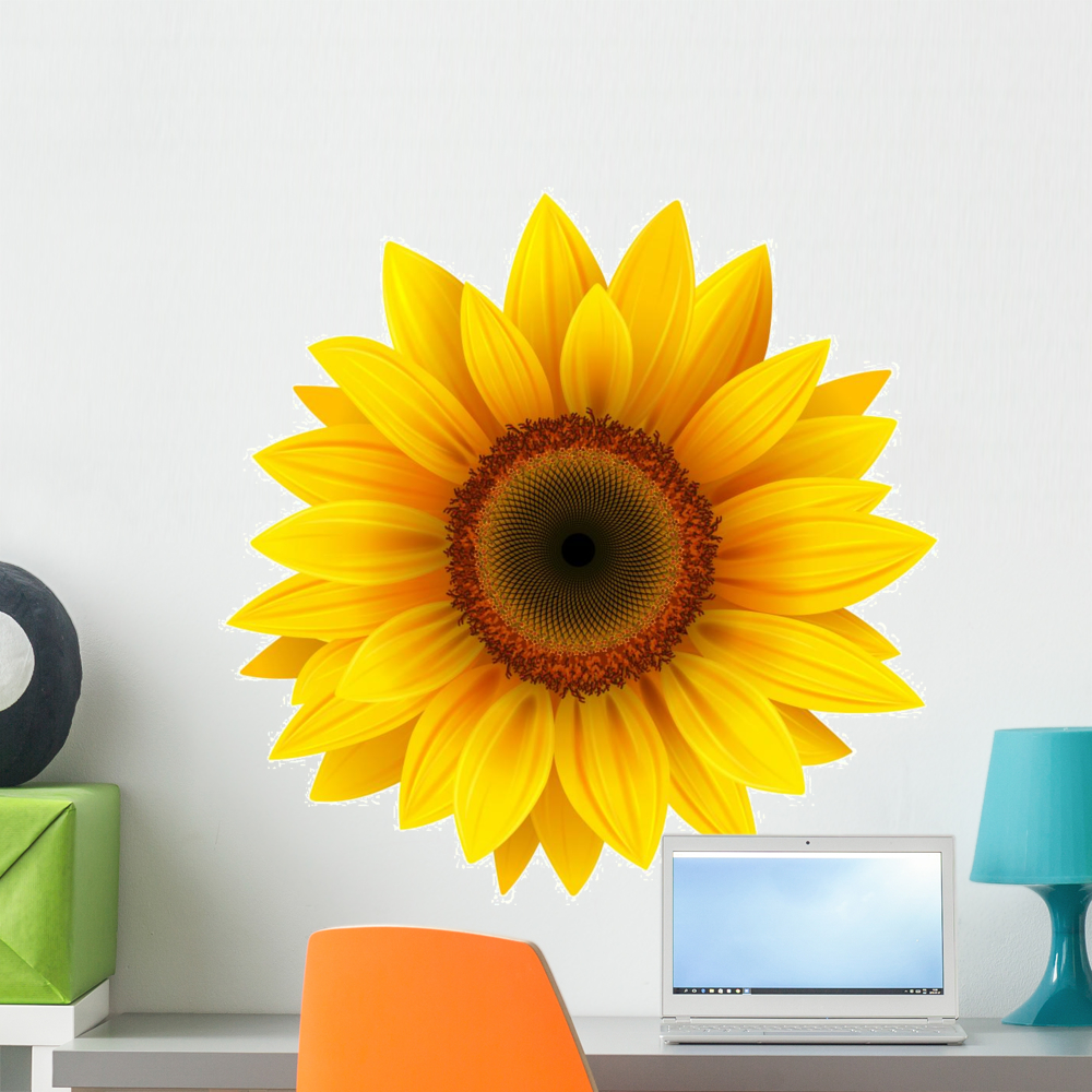 Sunflower Vector Wall Decal by Wallmonkeys Peel and Stick Graphic (24 ...