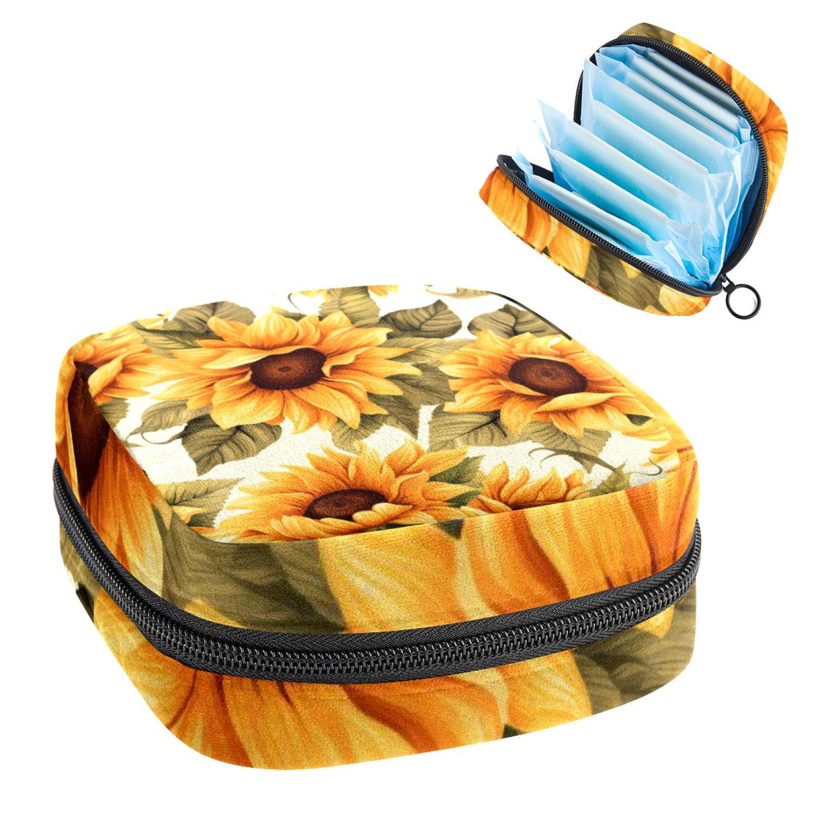 Sunflower Velvet Sanitary Napkin Storage Bag with Sponge Lining and ...