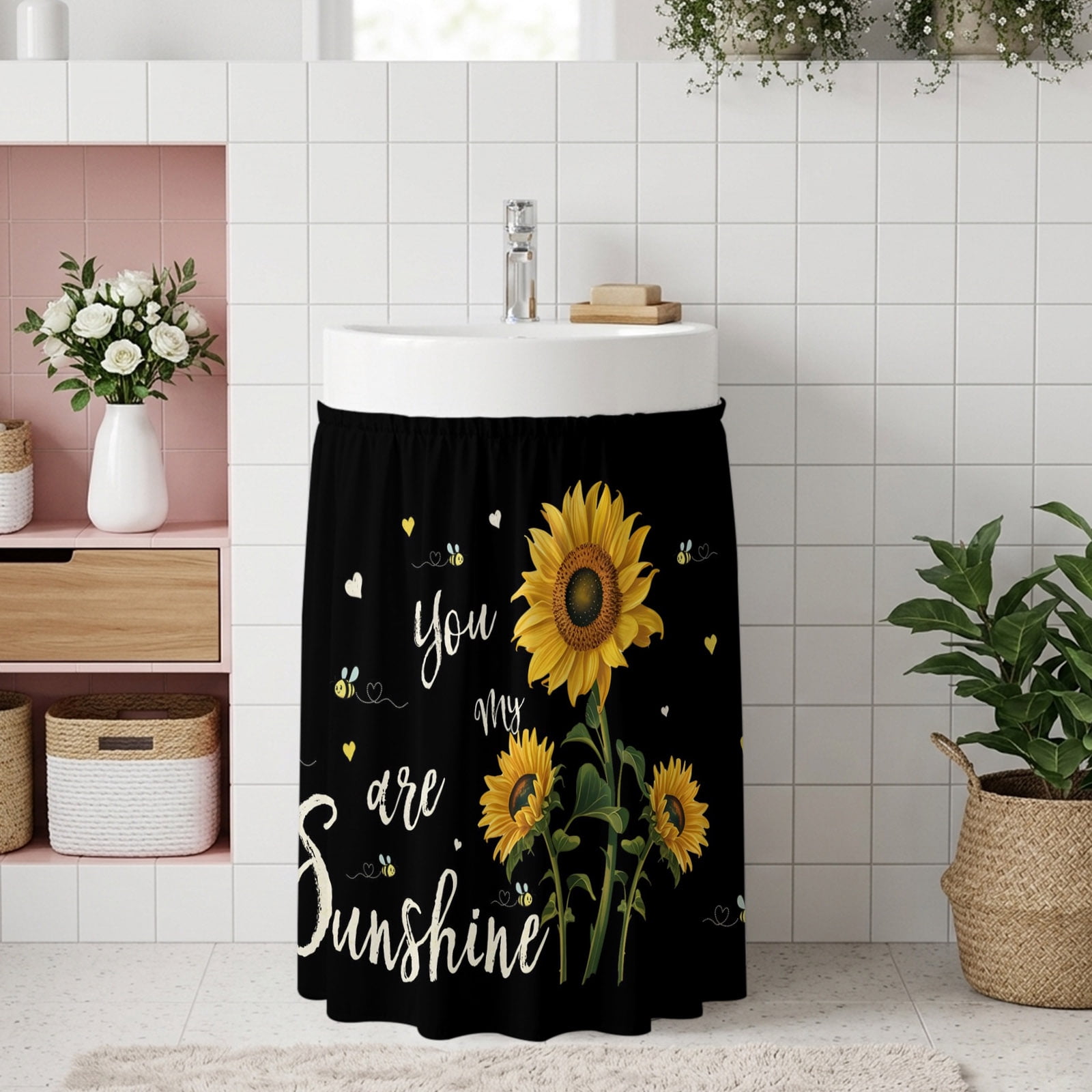 Sunflower Vingra Small Cabinet Curtain 11''x13'', Farmhouse Garden ...