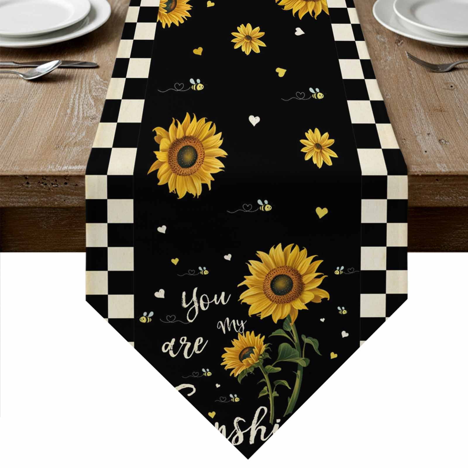 Sunflower Vingra Table Runner Linen Burlap Table Runner 70 Inches Long ...