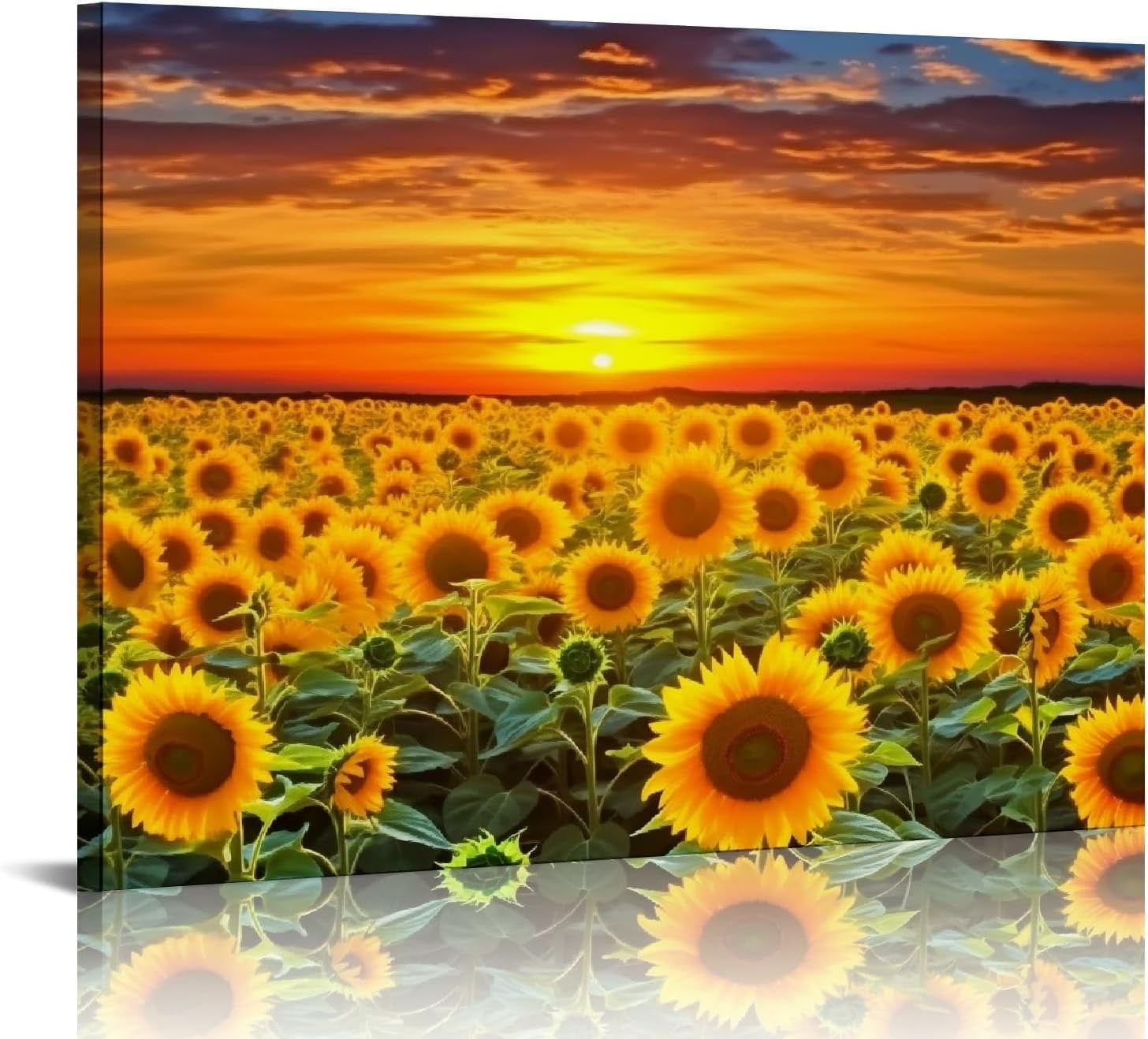 Sunflower Wall Art Bathroom Decor Yellow Floral Canvas Painting Rustic ...