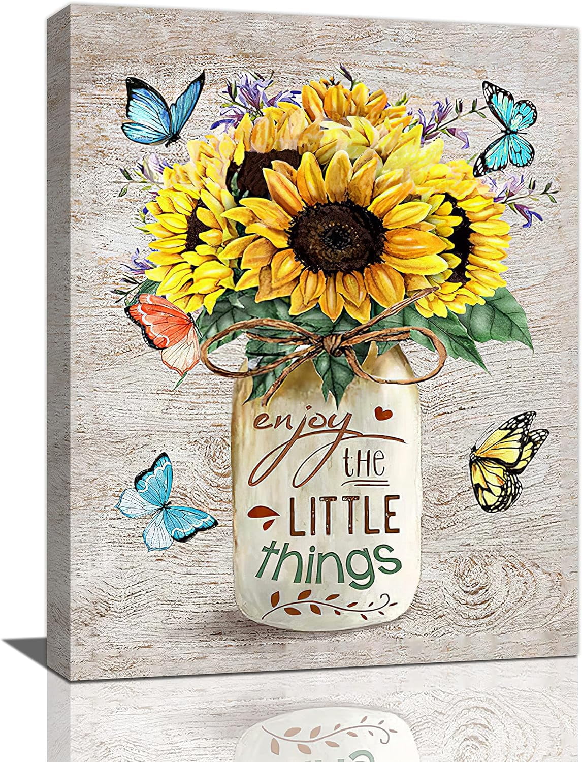 Sunflower Wall Art Farmhouse Bathroom Decor Butterfly Sunflower ...