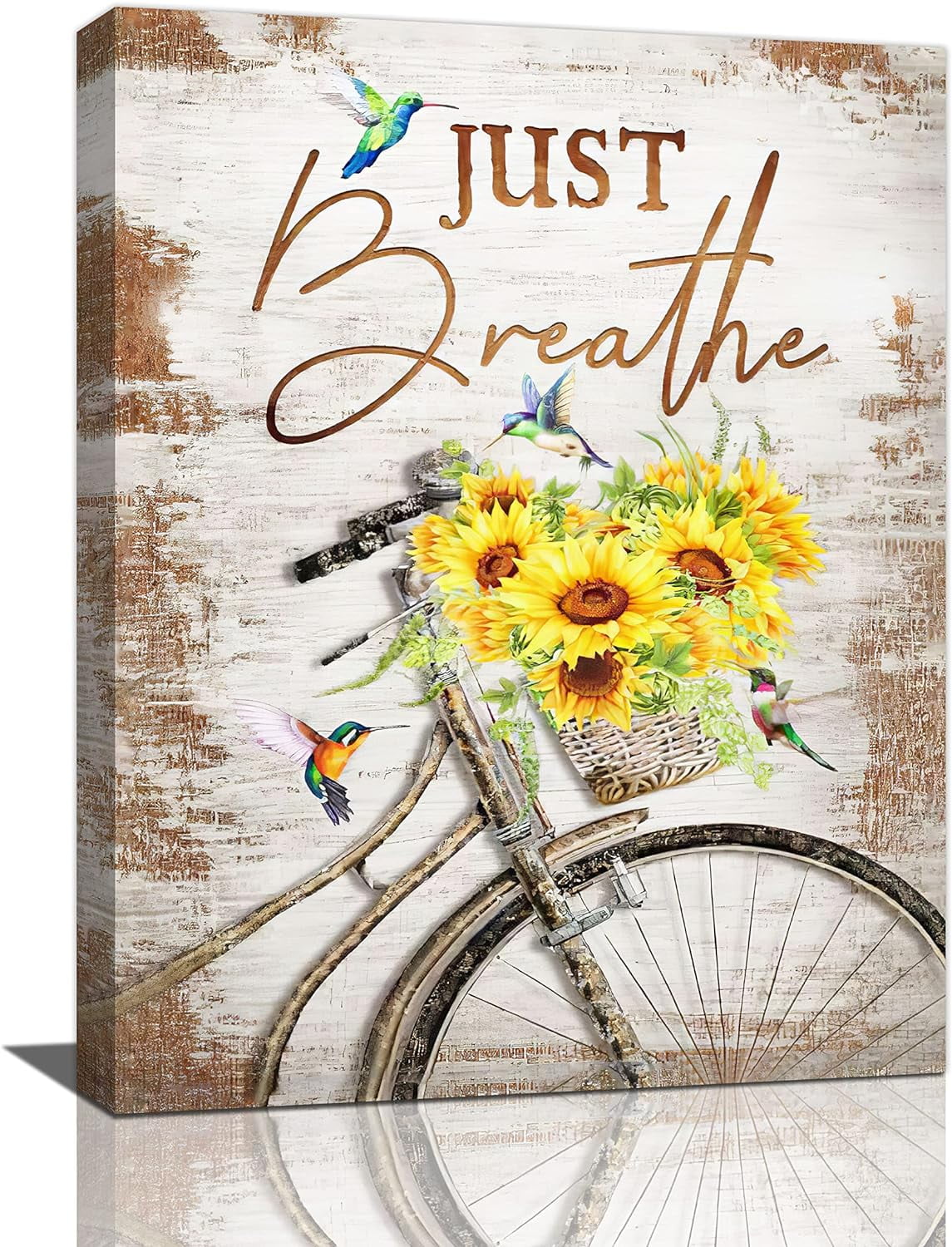 Sunflower Wall Art Farmhouse Sunflower Hummingbird Bicycle Pictures ...