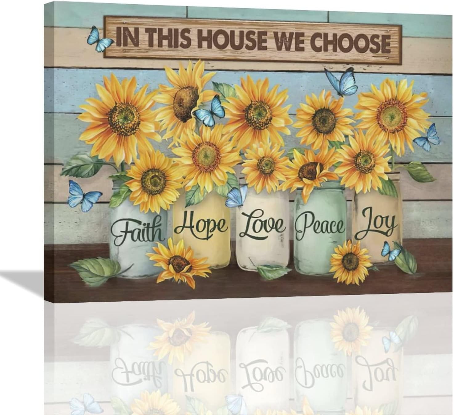 Sunflower Wall Art Farmhouse Sunflower Butterflies Pictures Wall Decor ...