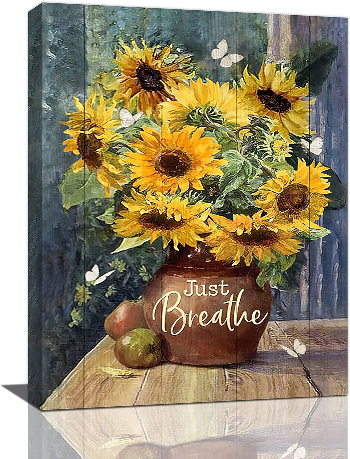 Sunflower Wall Art Rustic Sunflower Butterfly Pictures Wall Decor Just ...