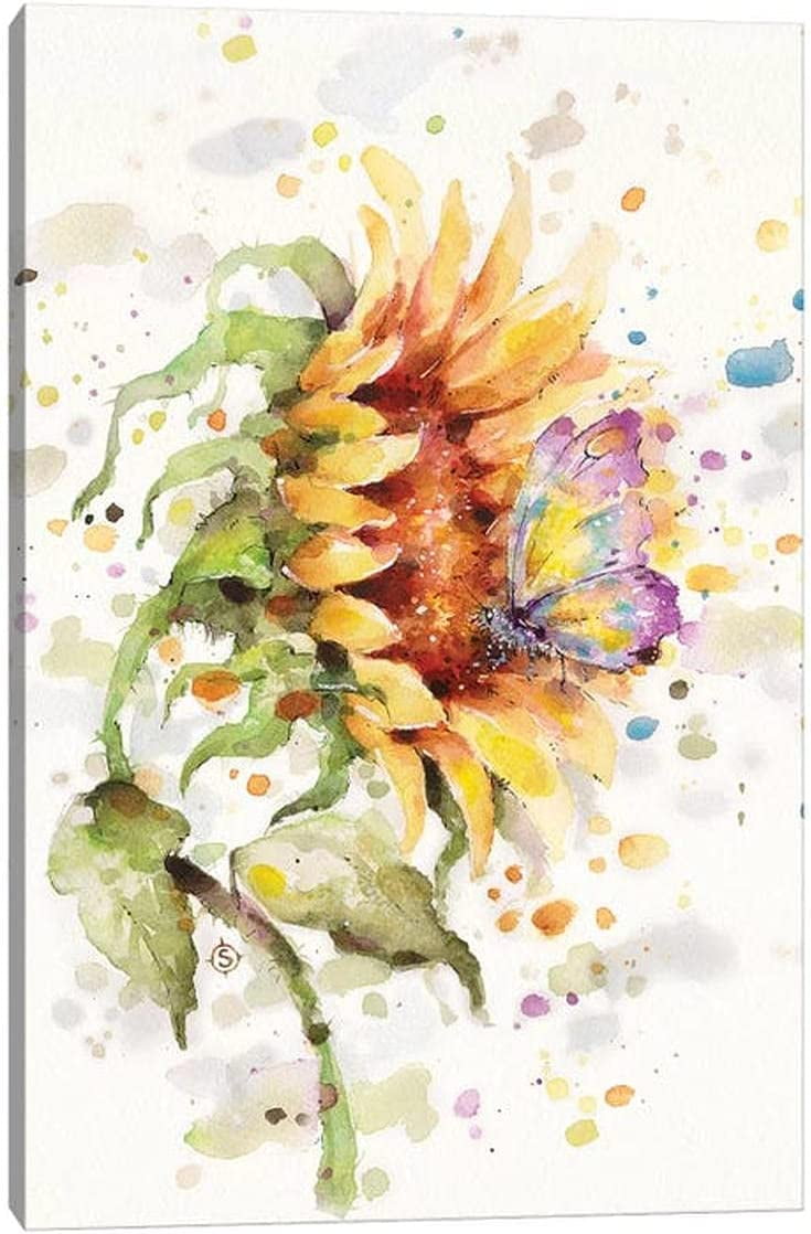 Sunflower Wall Art - Sunflower Canvas Wall Decor, Sunflowers Watercolor Flower Prints Pictures ...