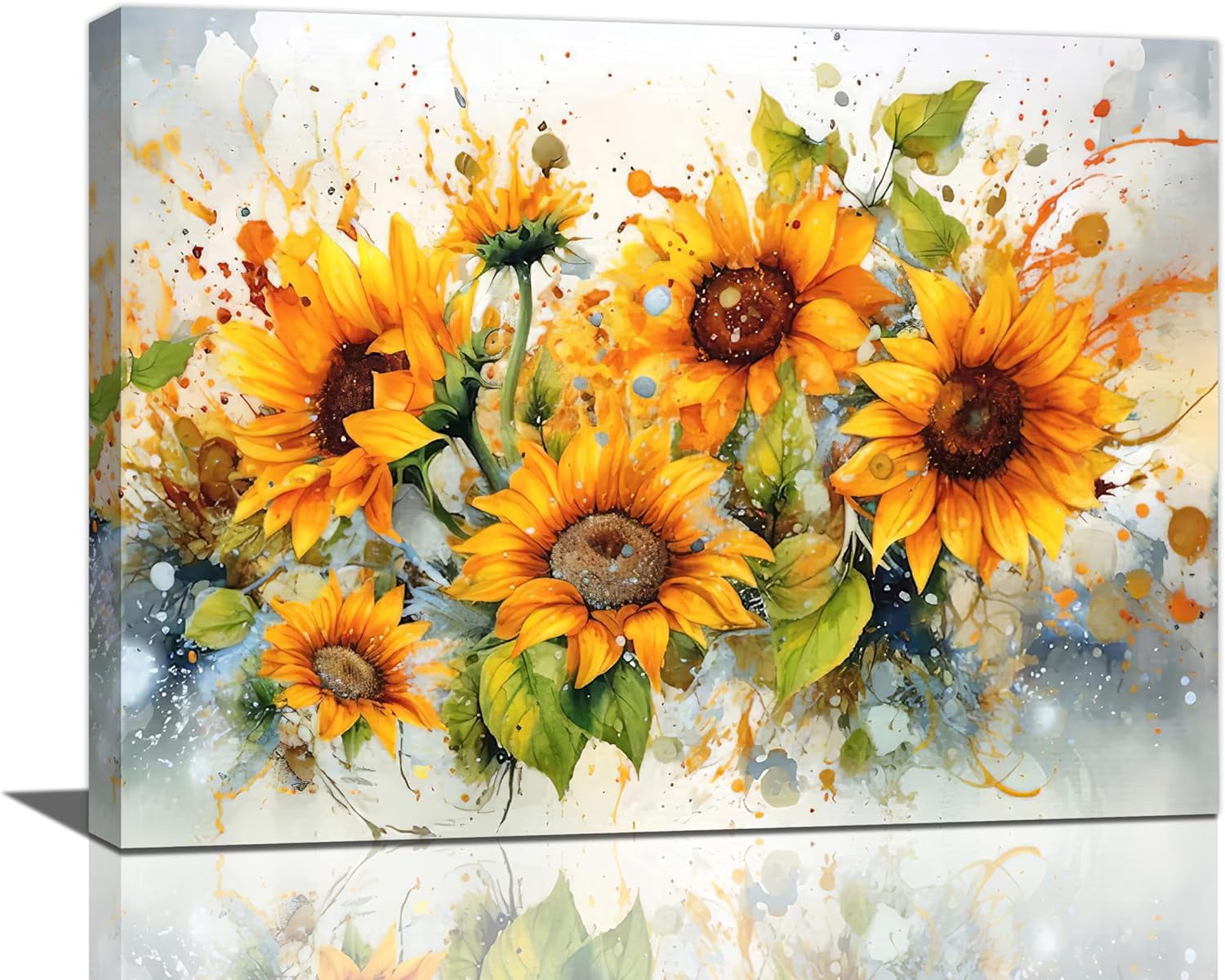 Sunflower Wall Art Watercolor Sunflower Pictures Wall Decor Rustic ...