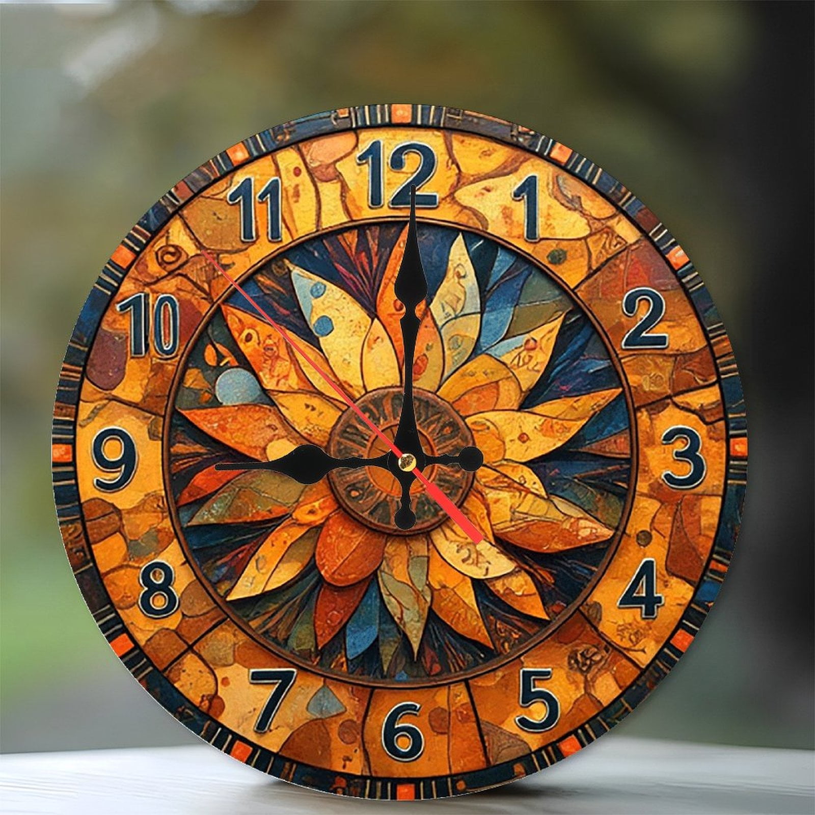 Sunflower Wall Clock Artistic Home Decor Unique Gift 10-Inch Silent ...