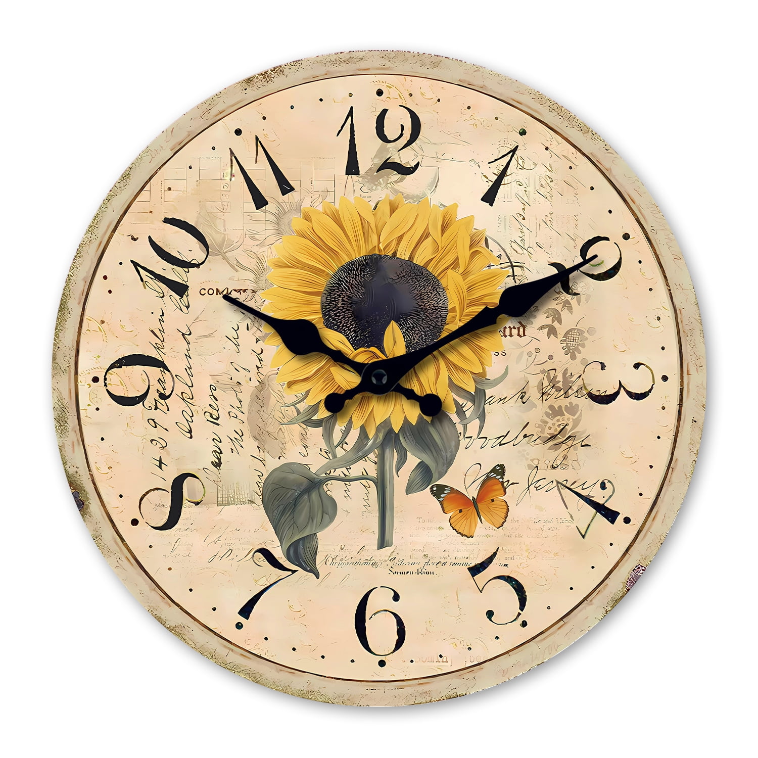Sunflower Wall Clock for Kitchen Room - Farmhouse Wall Clock Silent Non ...