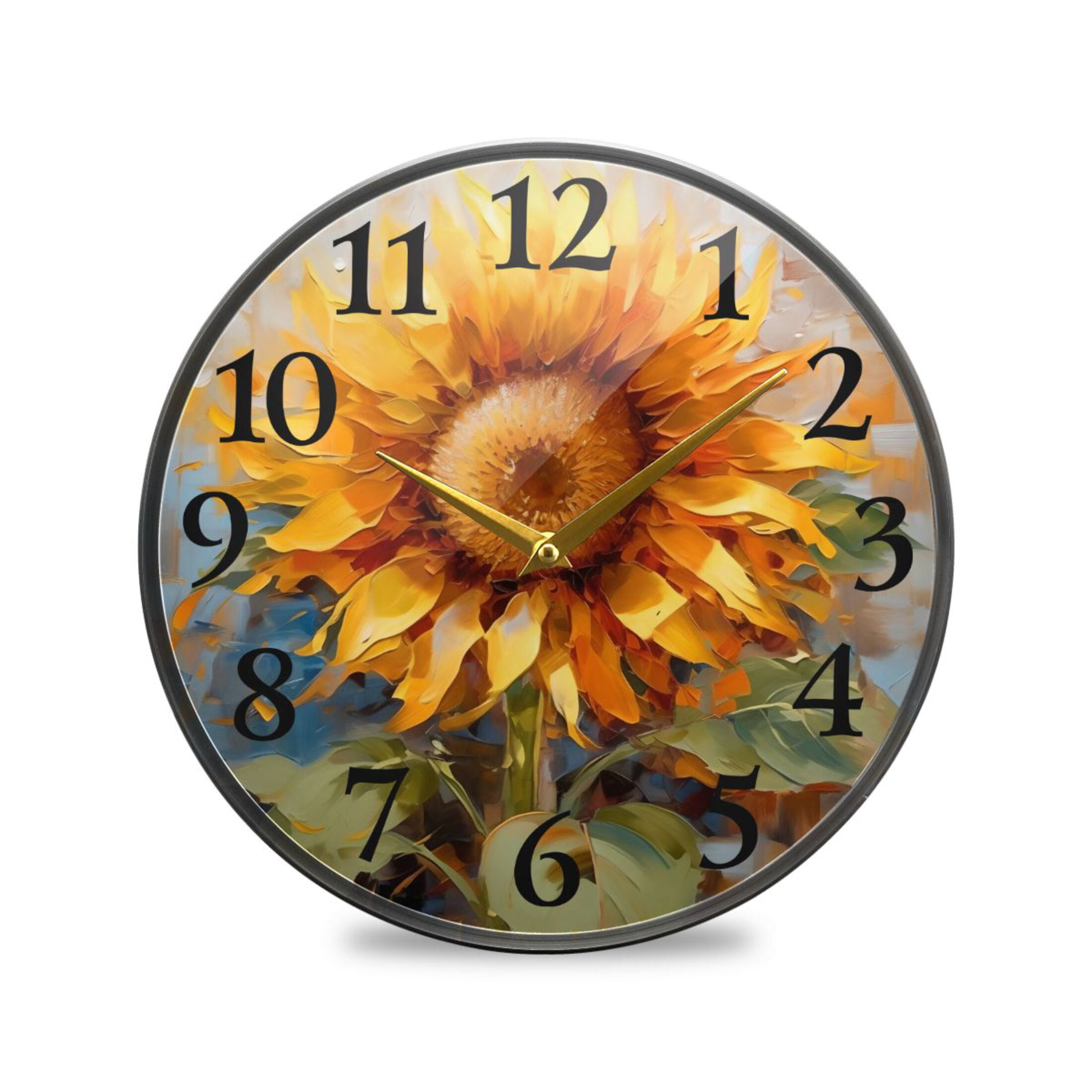 Sunflower Wall Clocks Battery Operated 9.5 Inch Round Clock Acrylic ...