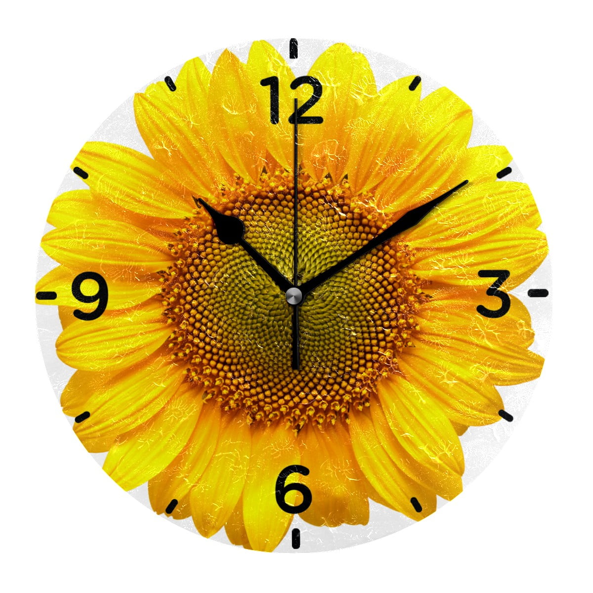 Sunflower Wall Clocks Battery Operated Non Ticking Silent Round Home ...