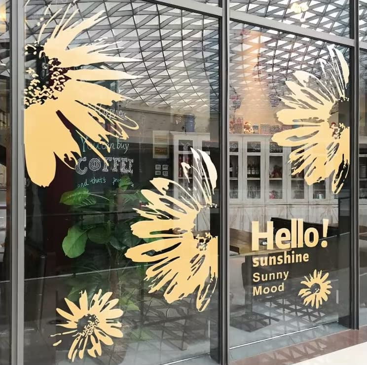 Sunflower Wall Decal for Window Glass storefront Floral Window Sticker ...