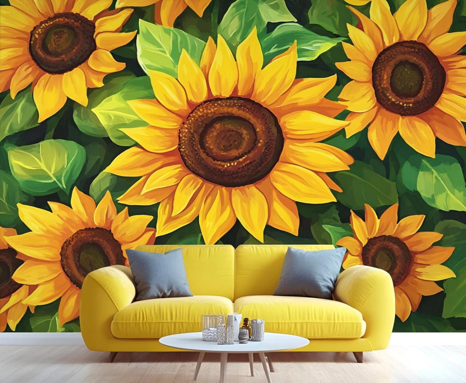 Sunflower Wall Mural Watercolor Sunflowers Wall Murals Oil Painting