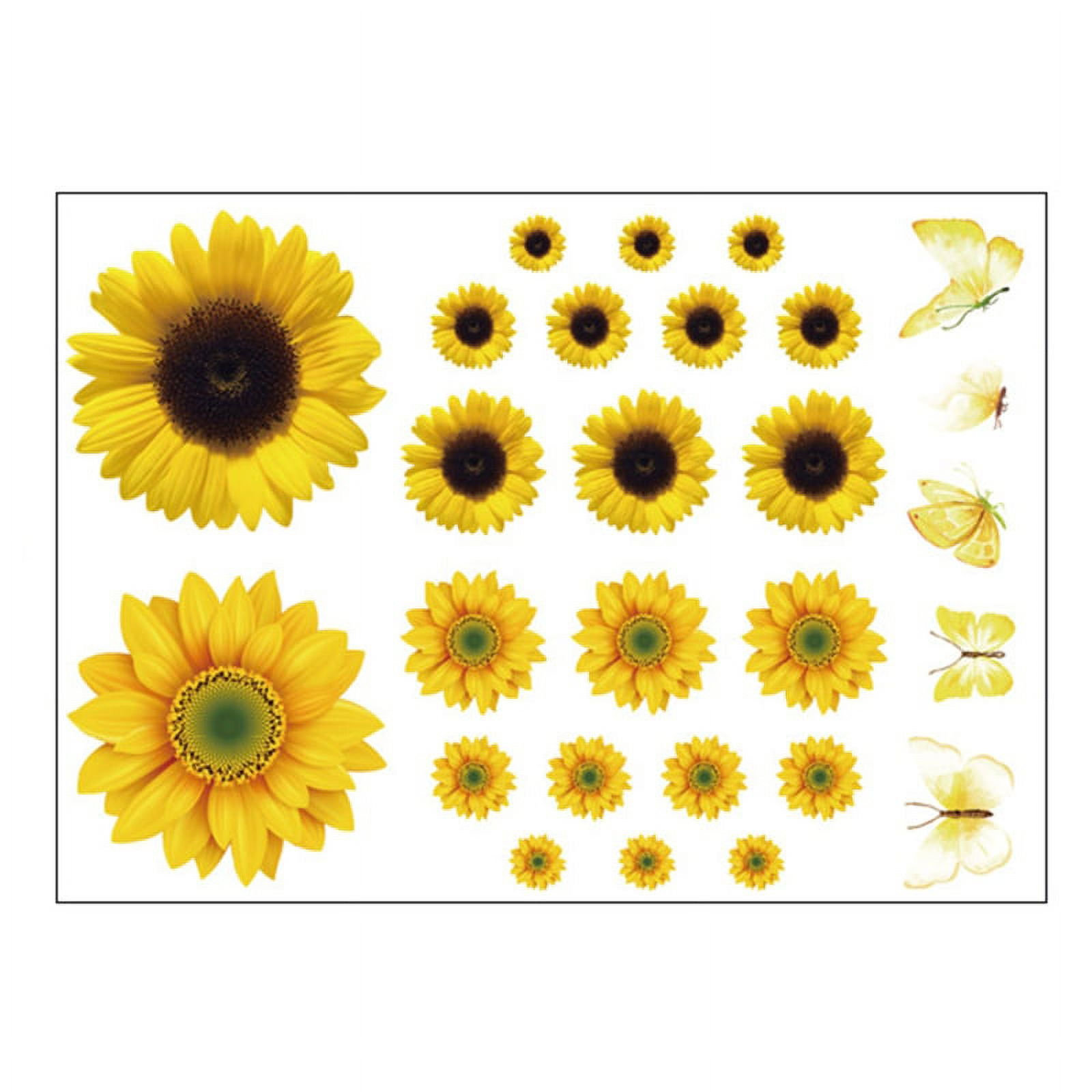 Sunflower Wall Sticker Removable Flower Decal Waterproof 3D Floral for ...