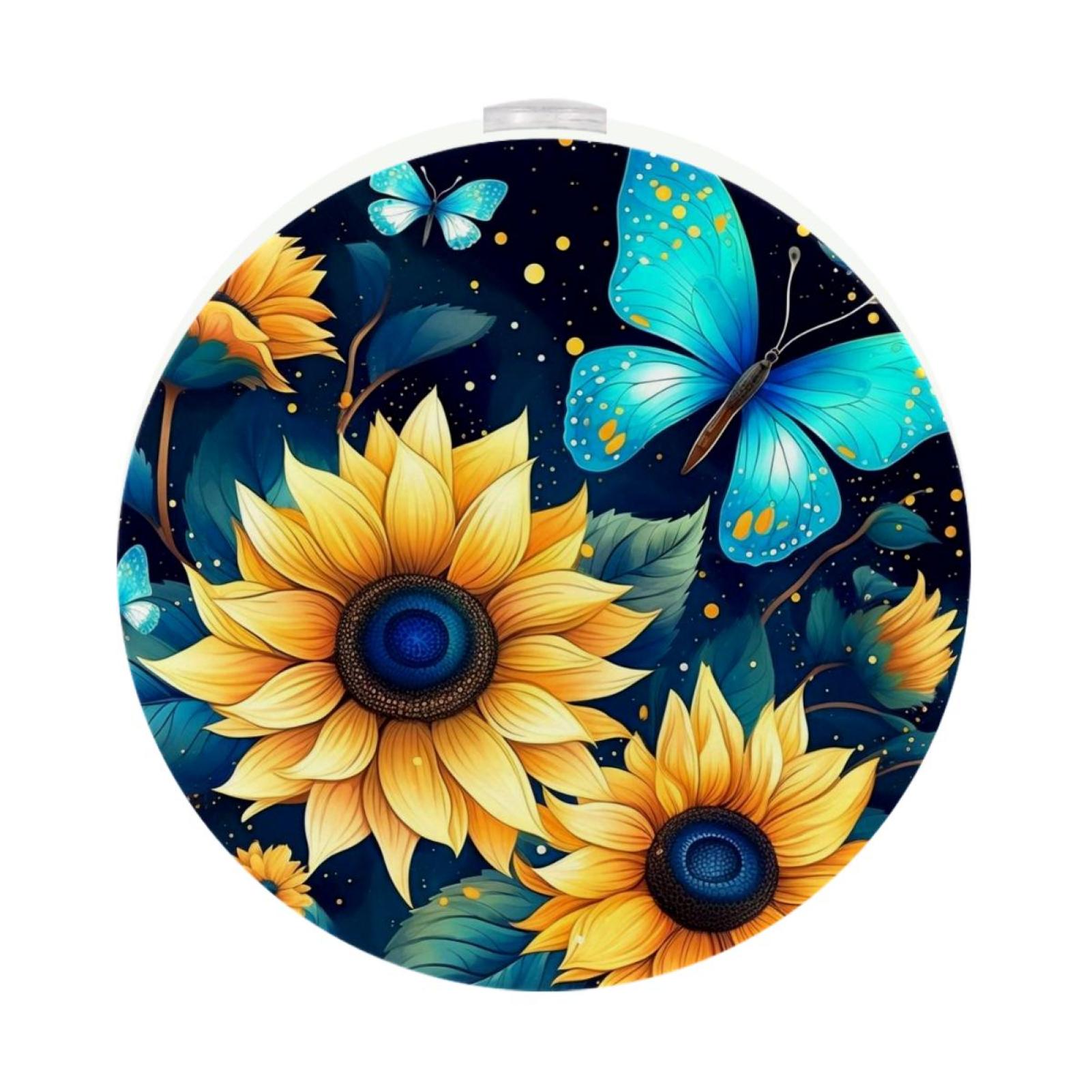 Sunflower Warm White Led Round Night Light-2Pcs, Portable Plug-in Dusk ...