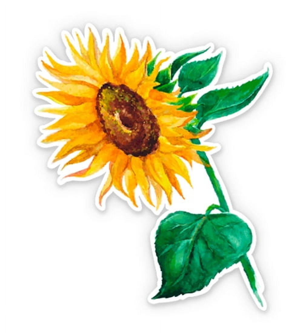 Sunflower Watercolor Flower - 3" Vinyl Sticker - For Car Laptop Water ...