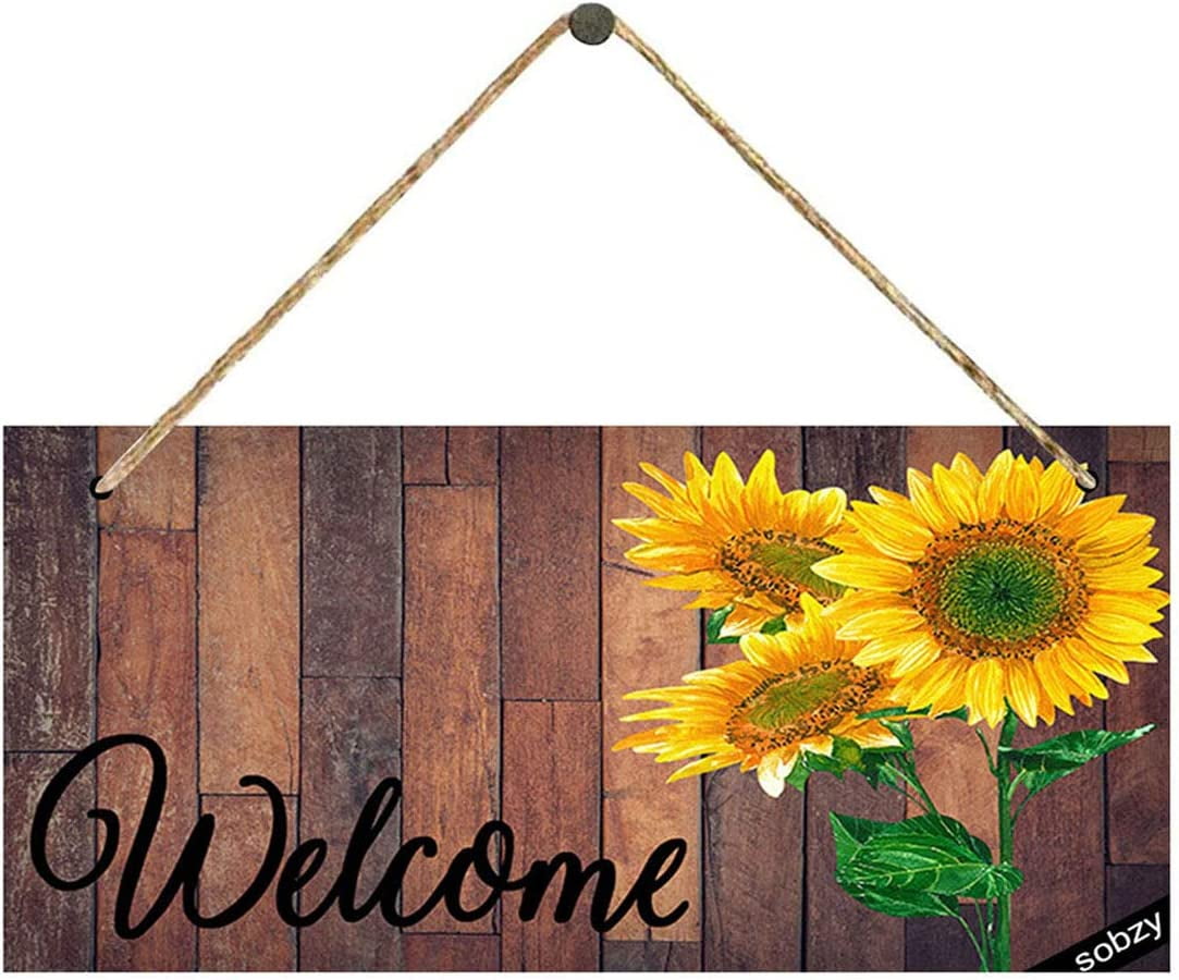 Sunflower Welcome Front Door Sign,Welcome Sign for Farmhouse, Rustic ...