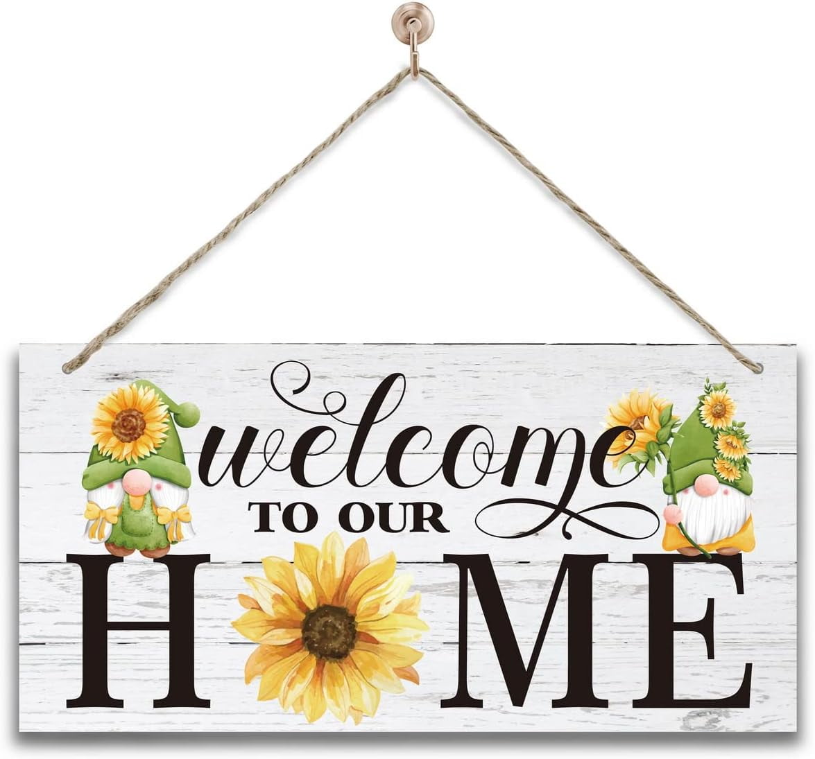Sunflower Welcome Sign, Welcome to Our Home Wood Plaque 6" x12 ...