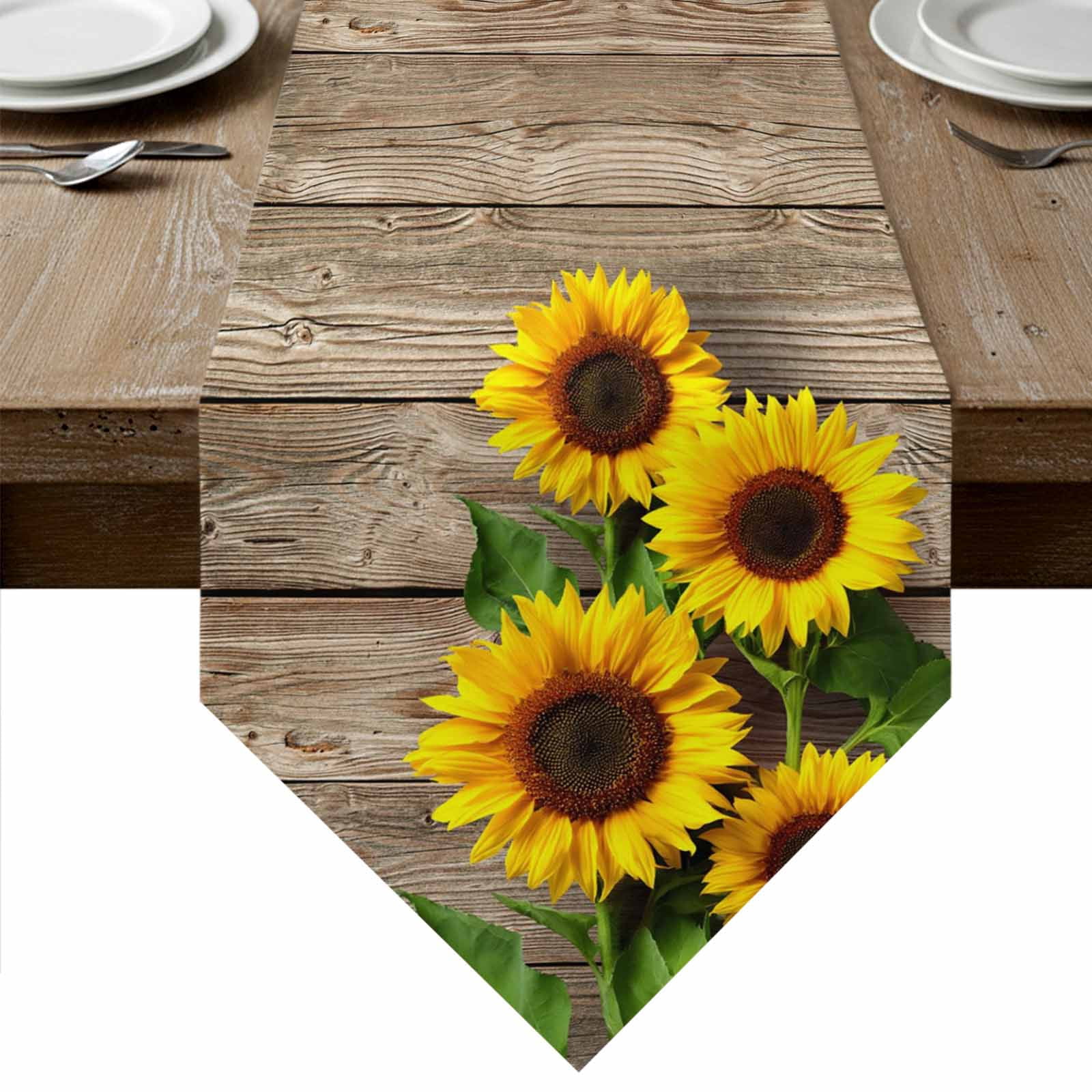 Sunflower Welcome Table Runner Linen Burlap Table Runner 72 Inches Long ...
