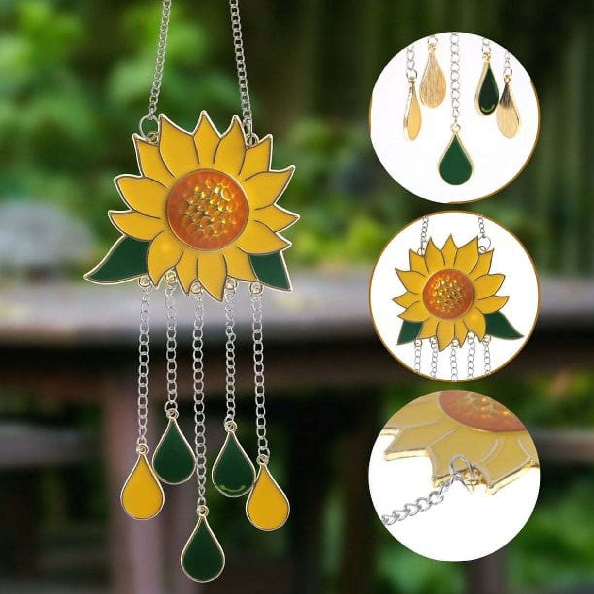 Sunflower Wind Chimes, Sunflower Wind Chimes Ornaments with Chain with ...