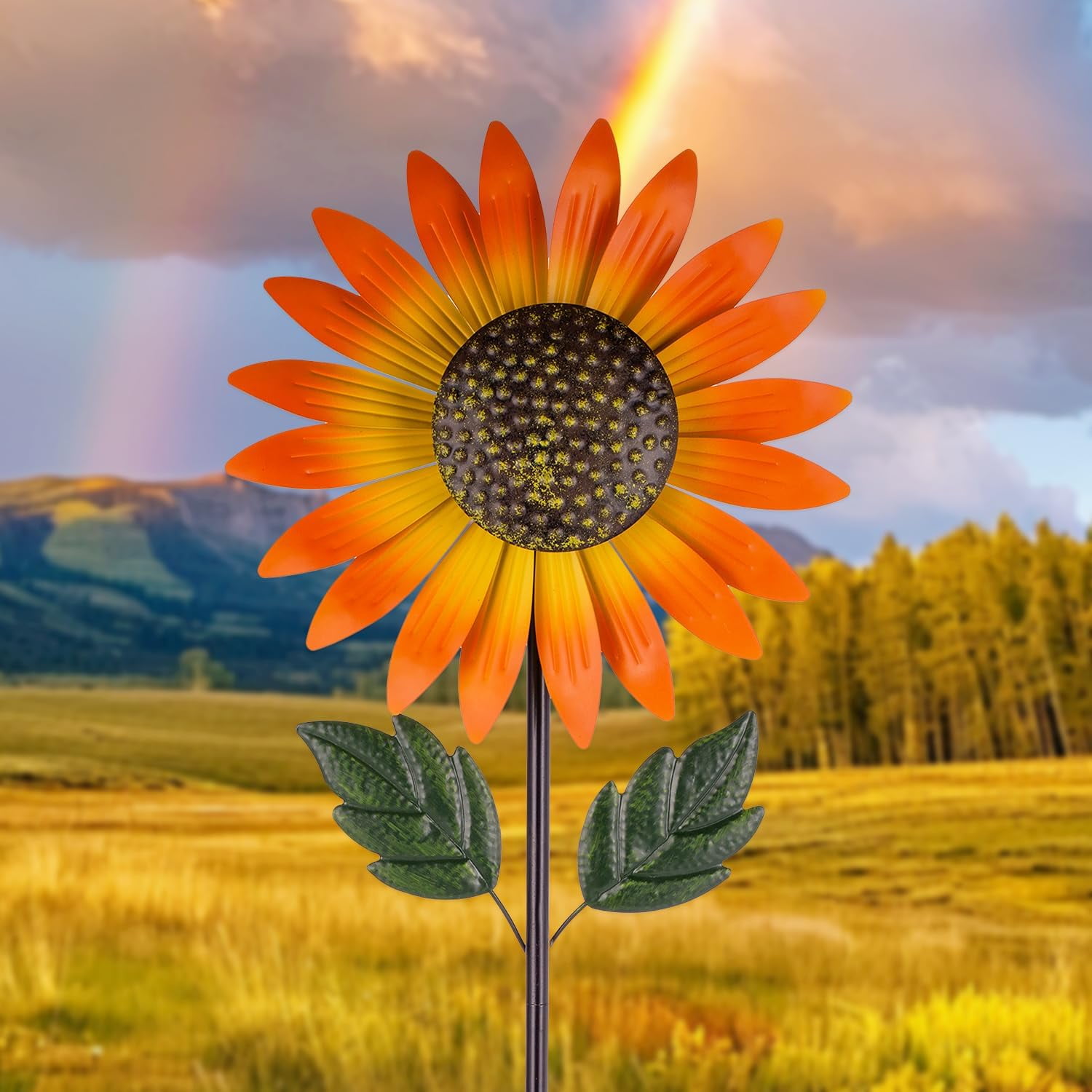 Sunflower Wind Spinner, Garden Windmills and Spinners for Yard, Metal ...