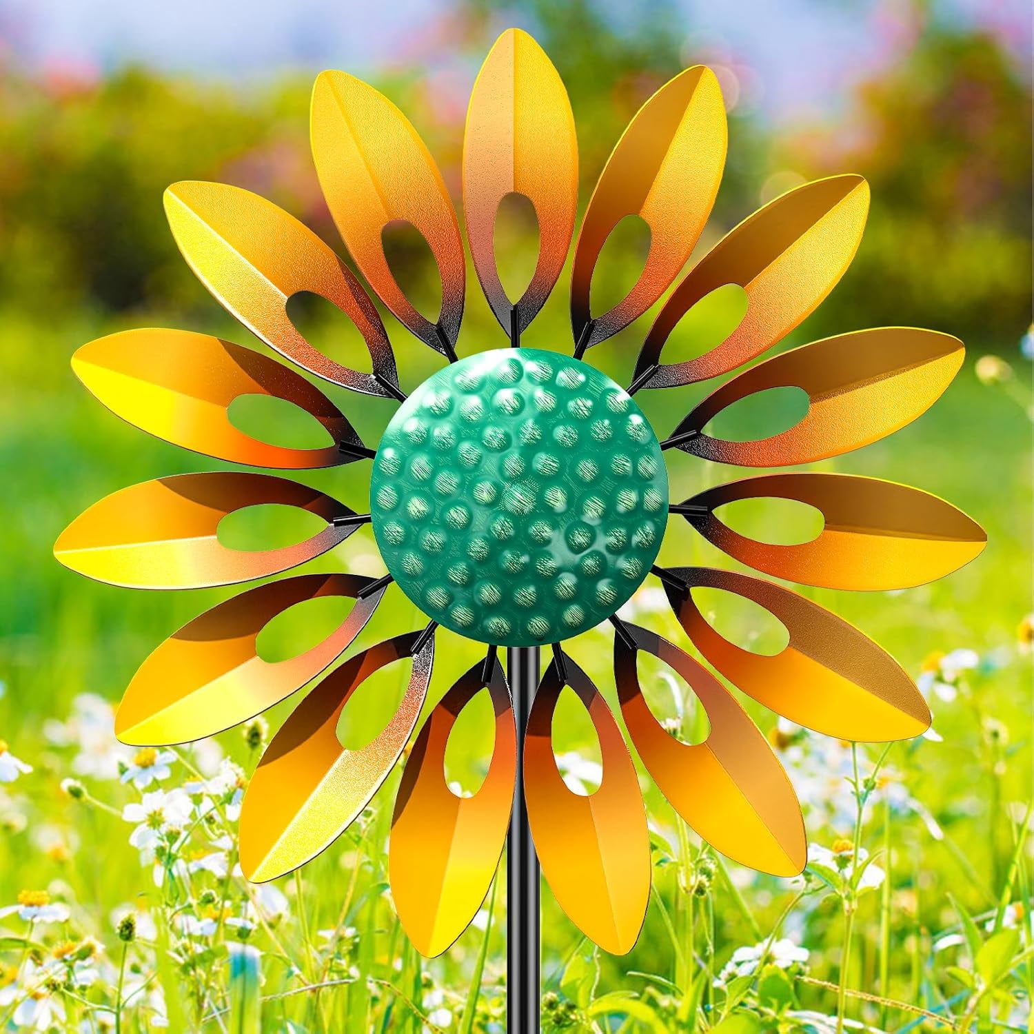 Sunflower Wind Spinners Outdoor, Metal Pinwheel Wind Sculpture with ...