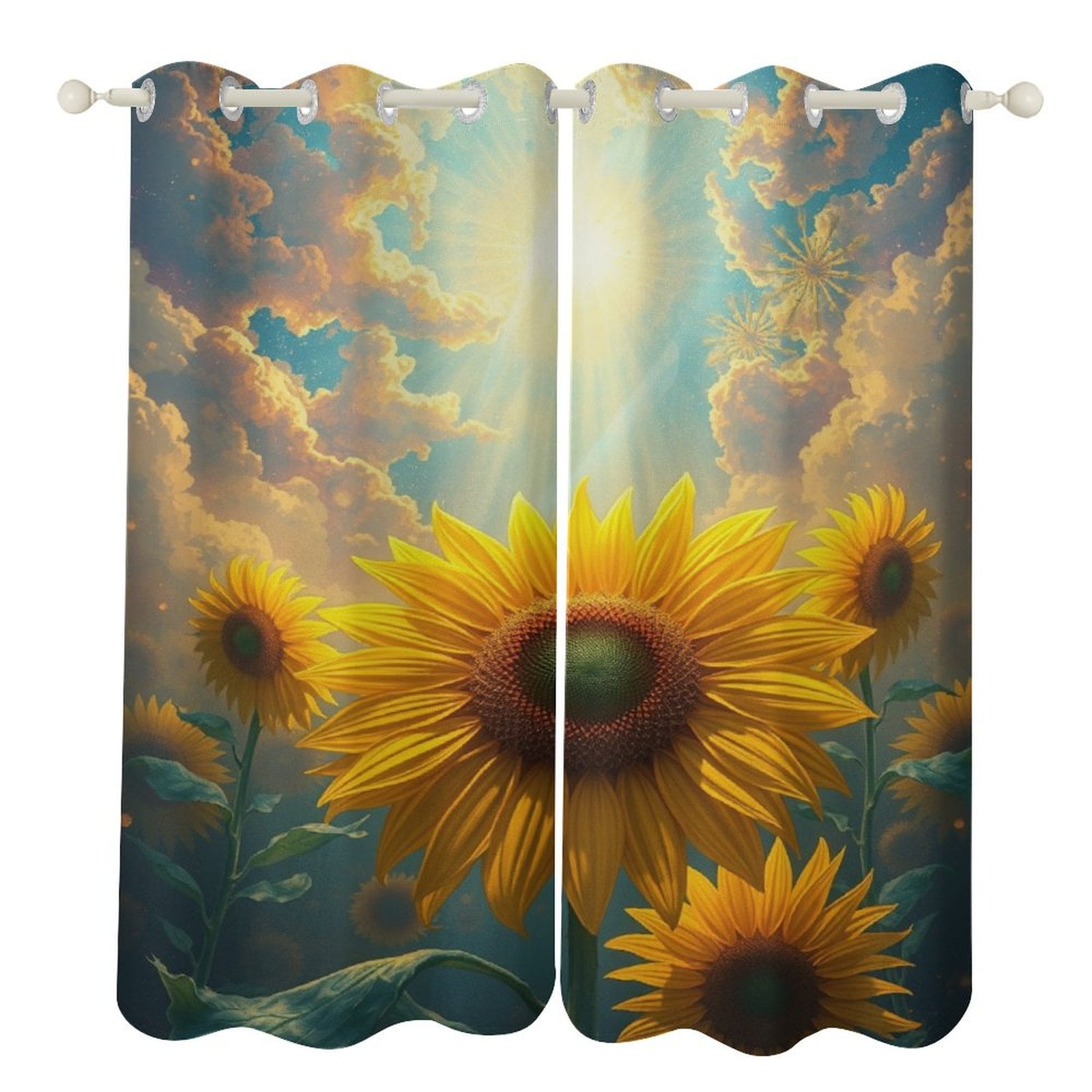Sunflower Window Curtains For Living Room Bedroom Bathroom Kicthen Door ...