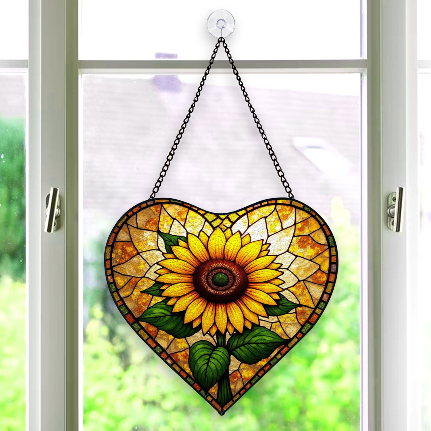 Sunflower Window Hanging Stained Glass Rooster , Sunflower ...