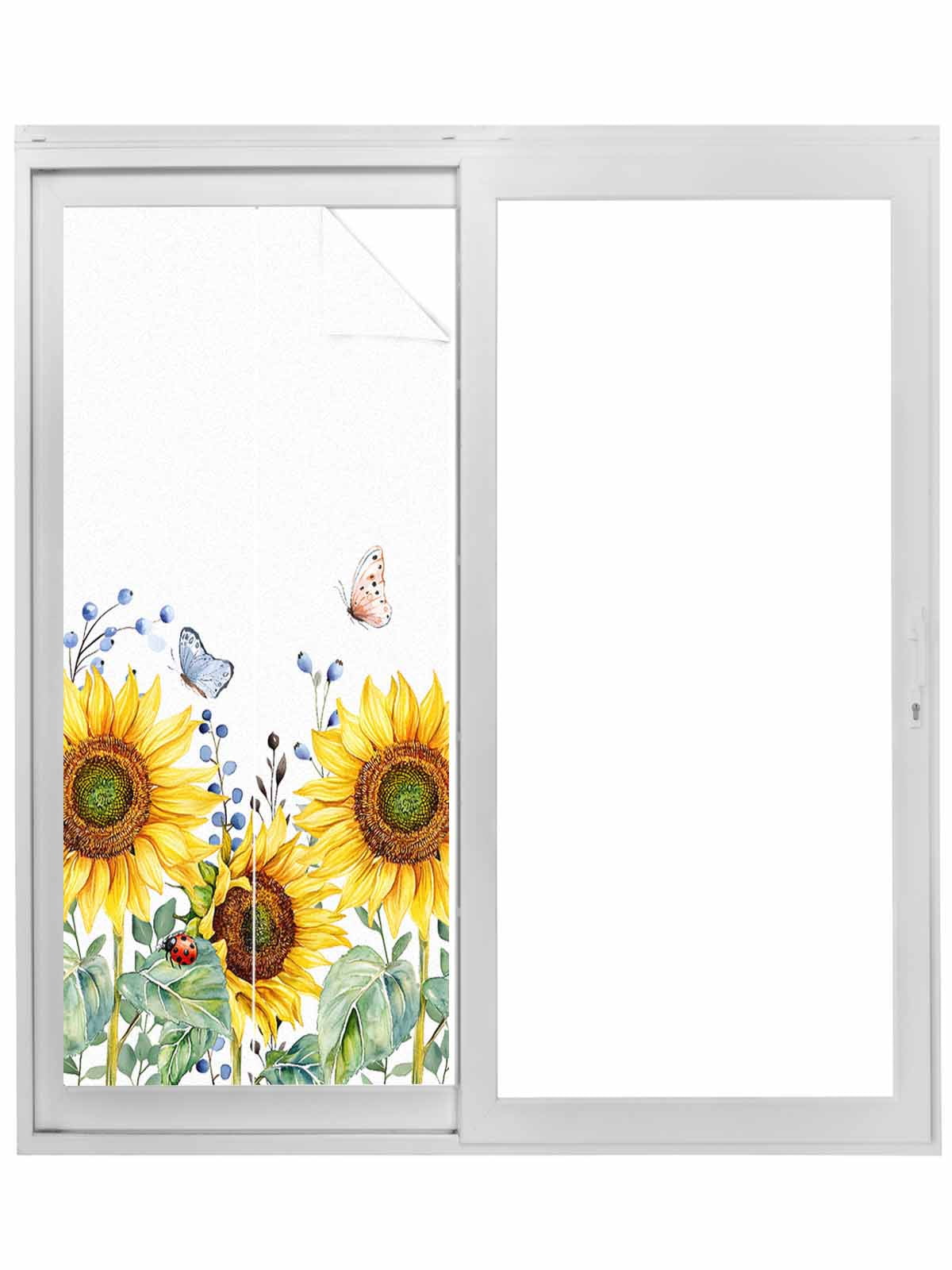 Sunflower Window Privacy Film Stained Glass Window Film Decorative ...